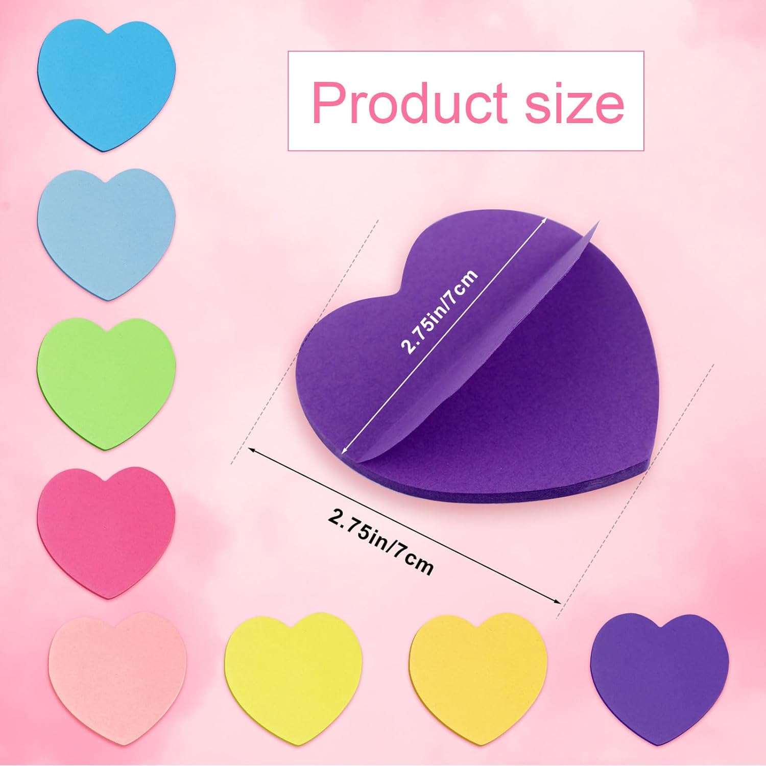 TRAHOO-8pcs Heart Sticky Notes, 2.75 x 2.75 Inch Self-Adhesive Bright ...