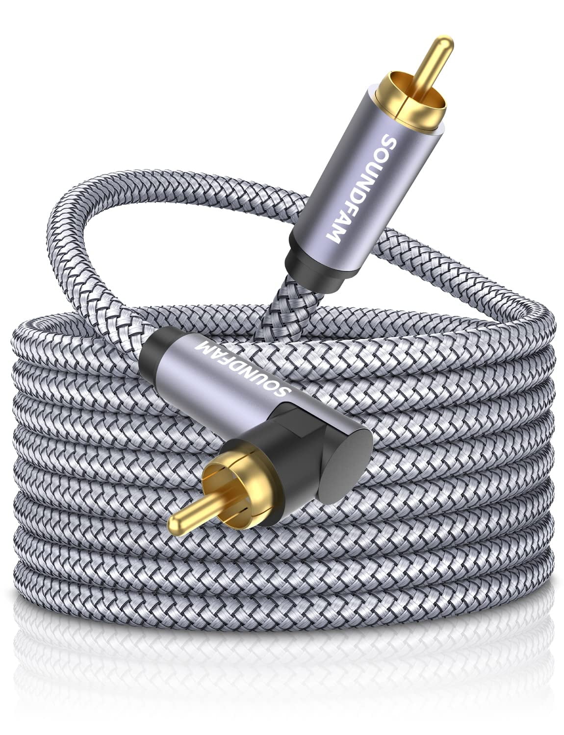 TRAHOO-90 Degree RCA Cable 26ft/8M,RCA Subwoofer Cable Dual Shielded ...
