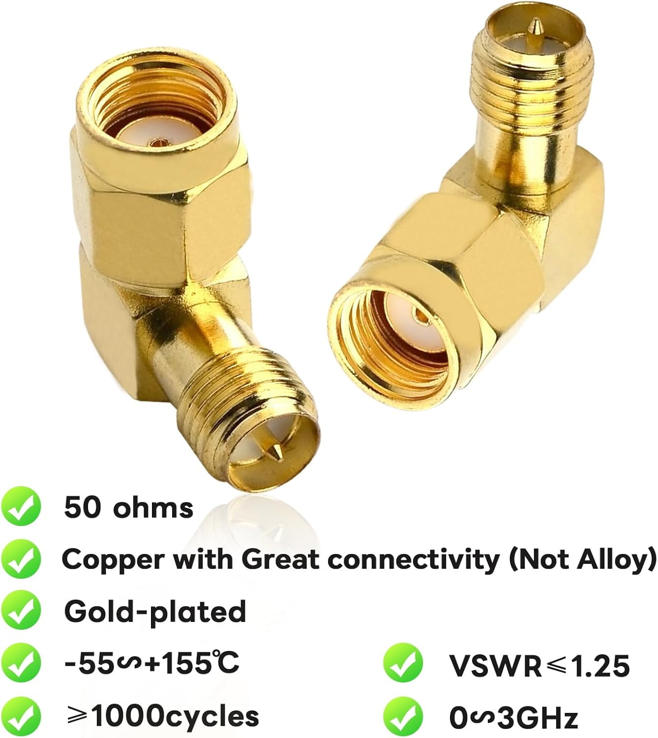 TRAHOO-90 Degree Reverse Polarity SMA Coax Adapter RP SMA Male to RP-SMA Female Right Angle ...