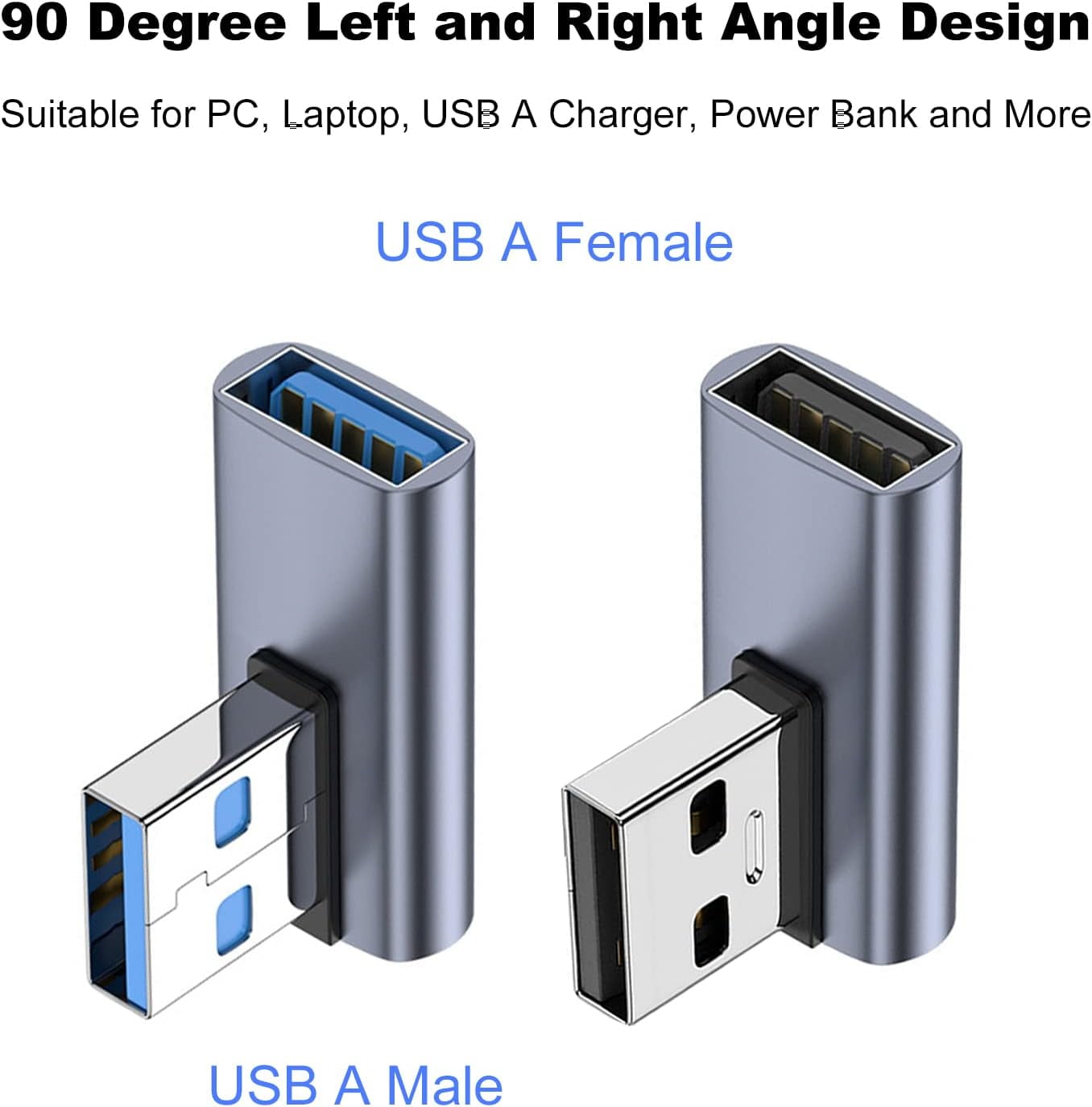 TRAHOO-90 Degree USB 3.1 Adapter 2 Pack, Left and Right Angle USB A ...
