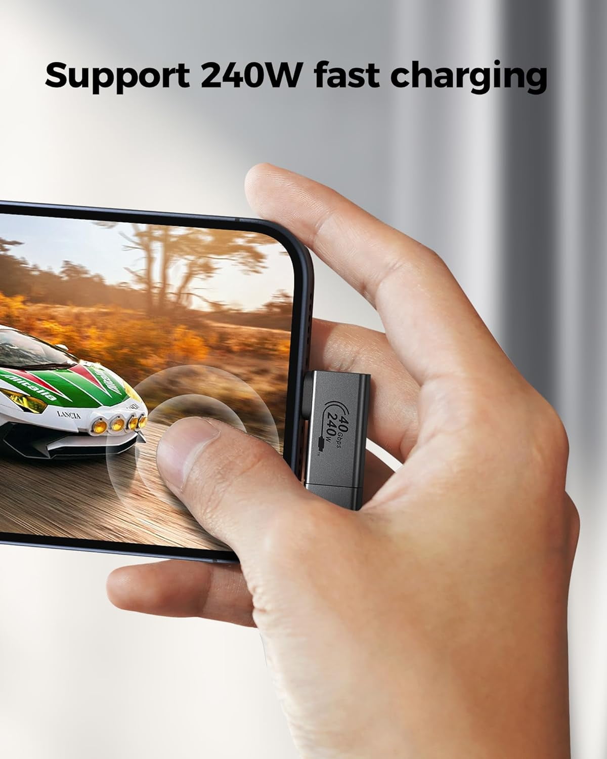 TRAHOO-90 Degree USB C Right Angle Adapter 2 Pack, 240W 40Gbps Male to ...