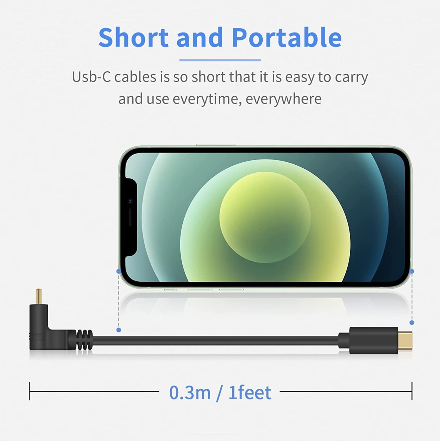 TRAHOO-90 Degree USB C to USB C Cable 1feet, Type C to Type C Fast ...