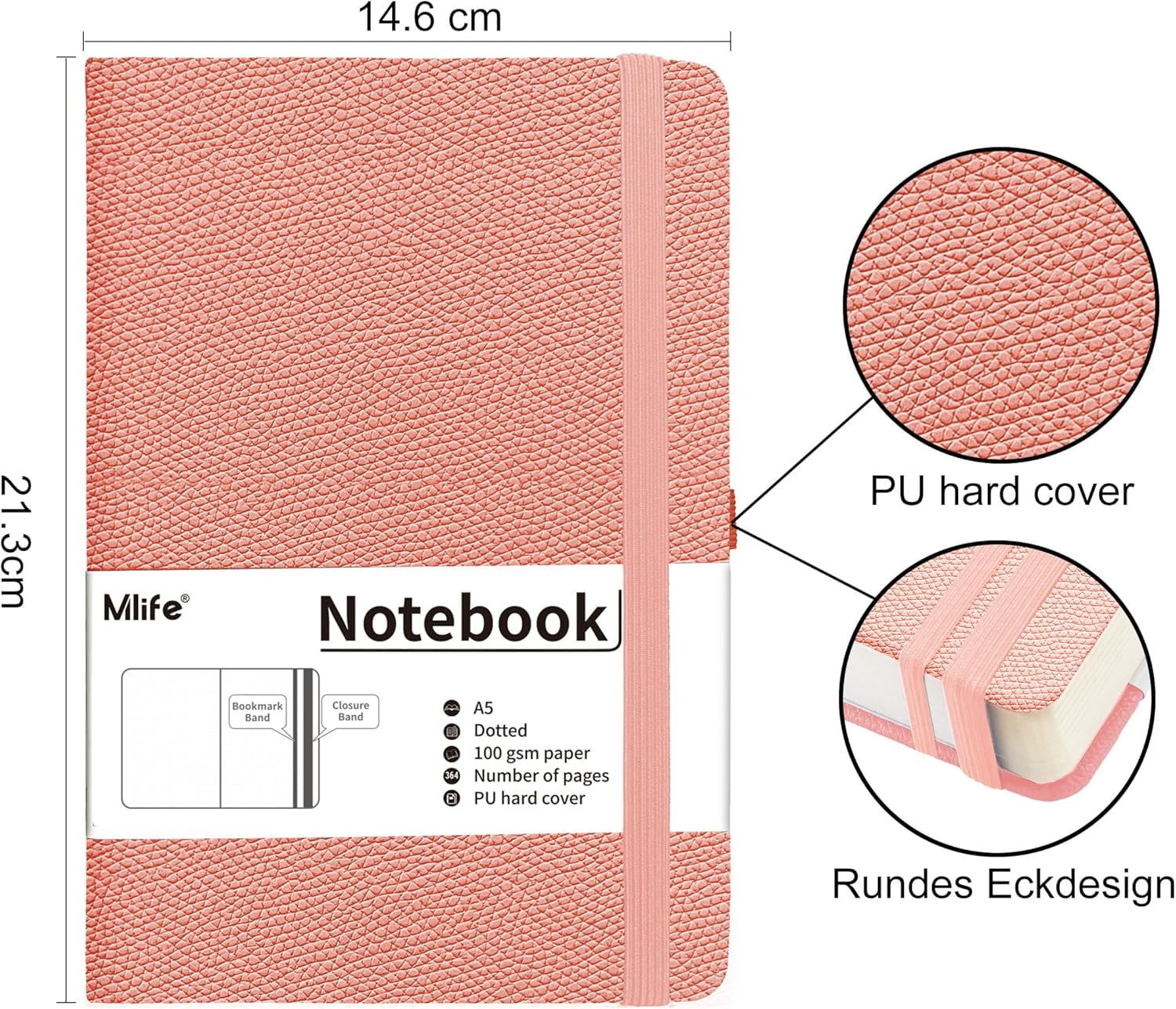 TRAHOO-A5 Dotted Journal Notebook,-360 Numbered Pages Thick Journal for ...