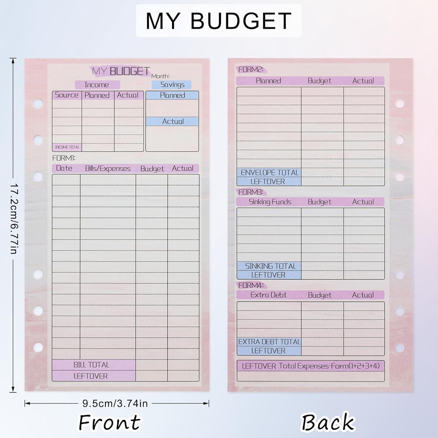 TRAHOO-A6 Budget Planner Refill, 82 Sheet [2024] Colorful Weekly ...