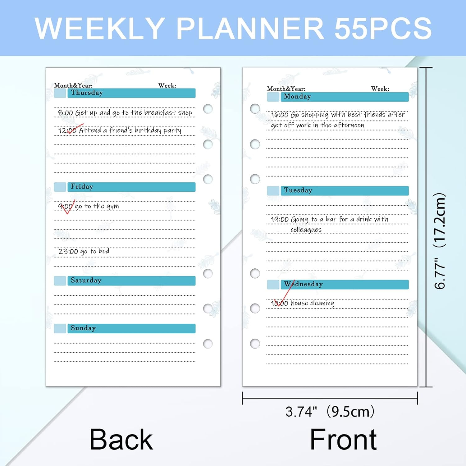TRAHOO-A6 Budget Planner Refill, 91 Sheets Colorful Weekly Monthly ...