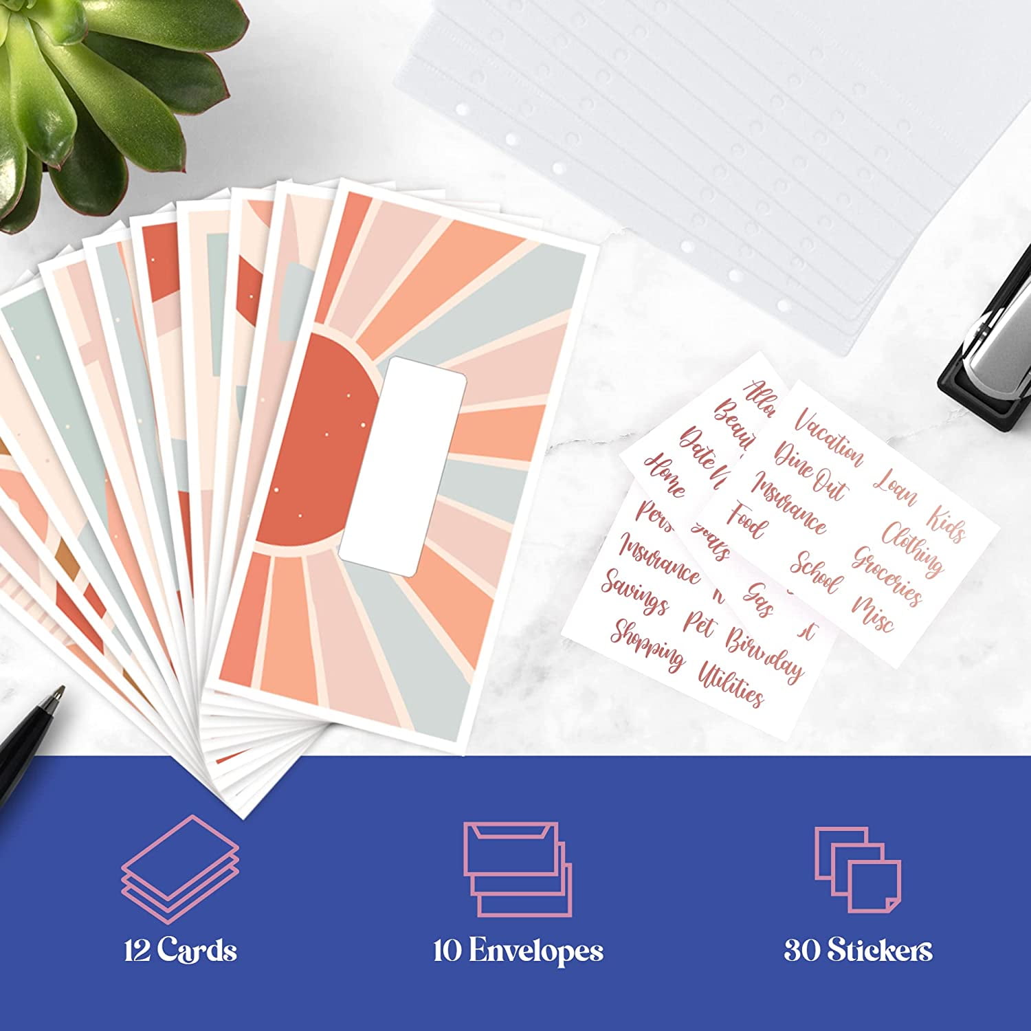 TRAHOO-A6 Cash Envelopes for Budgeting Binder - 12 Pcs Boho Themed ...