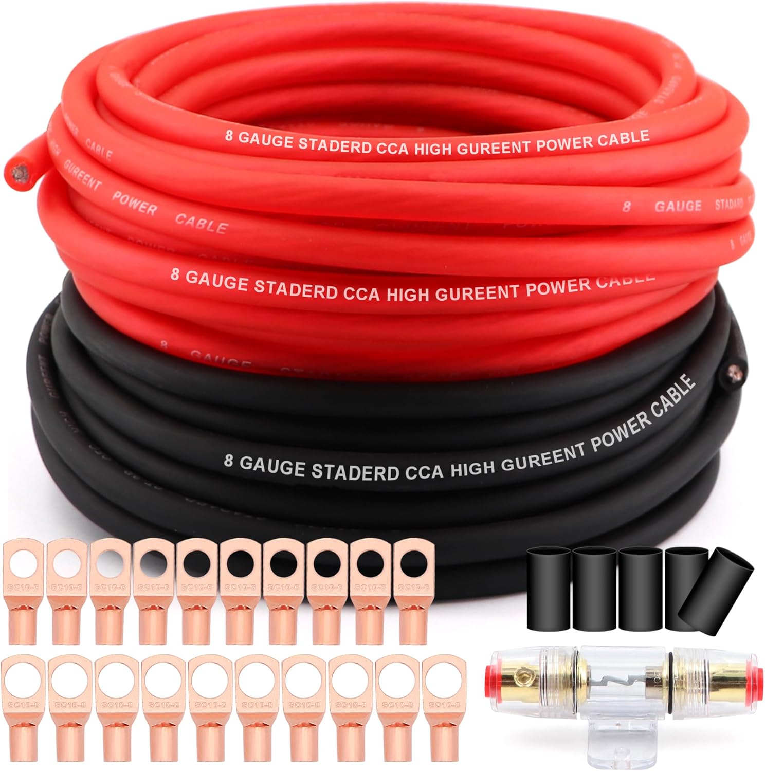 TRAHOO-AWG 8 Gauge Wire Cable (25ft Each - Black/Red) Copper Clad ...