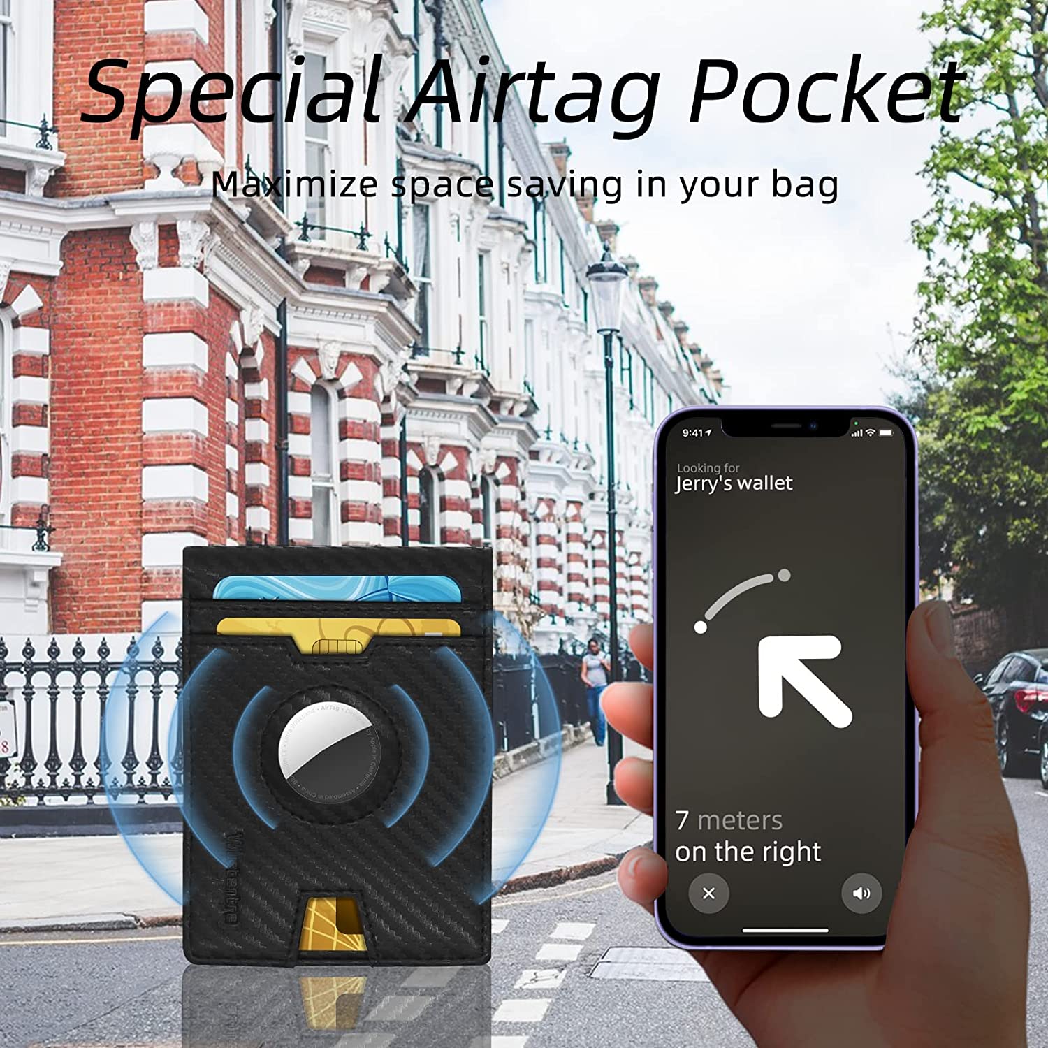 TRAHOO-AirTag Mens Wallet, Minimalist Air Tag Wallets, Slim Wallet for ...