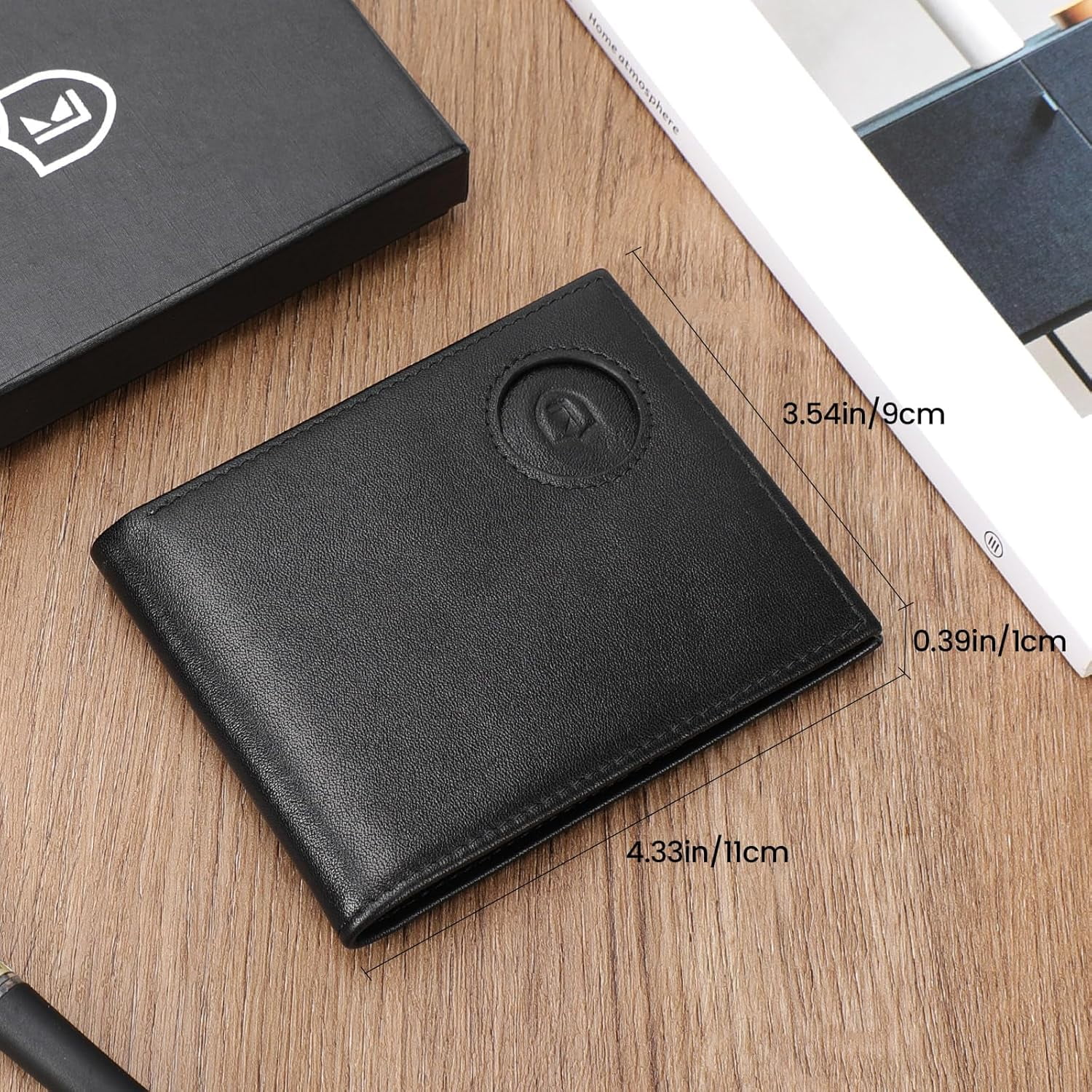 TRAHOO-AirTag Wallet - Bifold Genuine Leather RFID Blocking Men's Wallets With Air Tag Holder ...