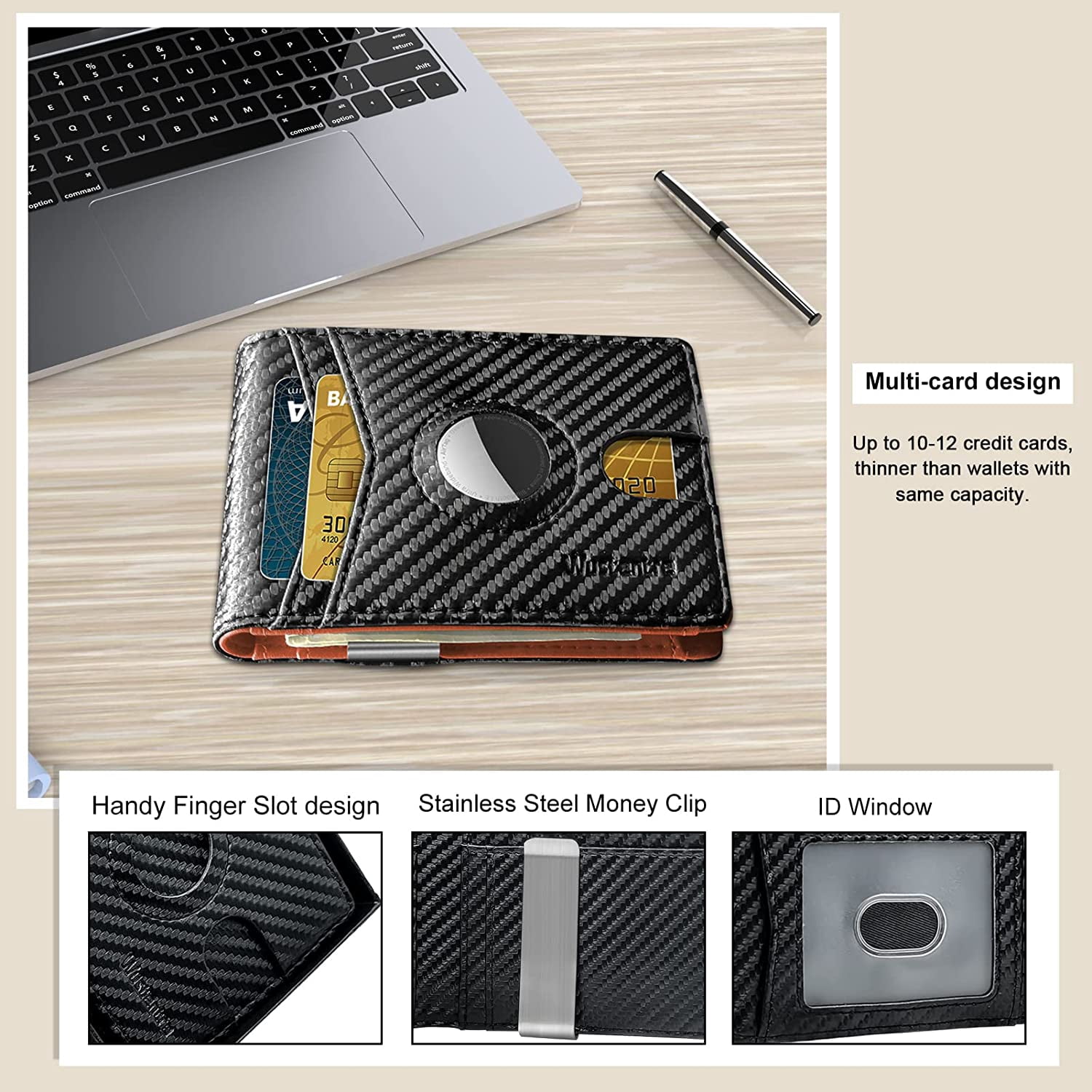 TRAHOO-AirTag Wallet Holder with Money Clip, Air Tag Wallet, Minimalist ...