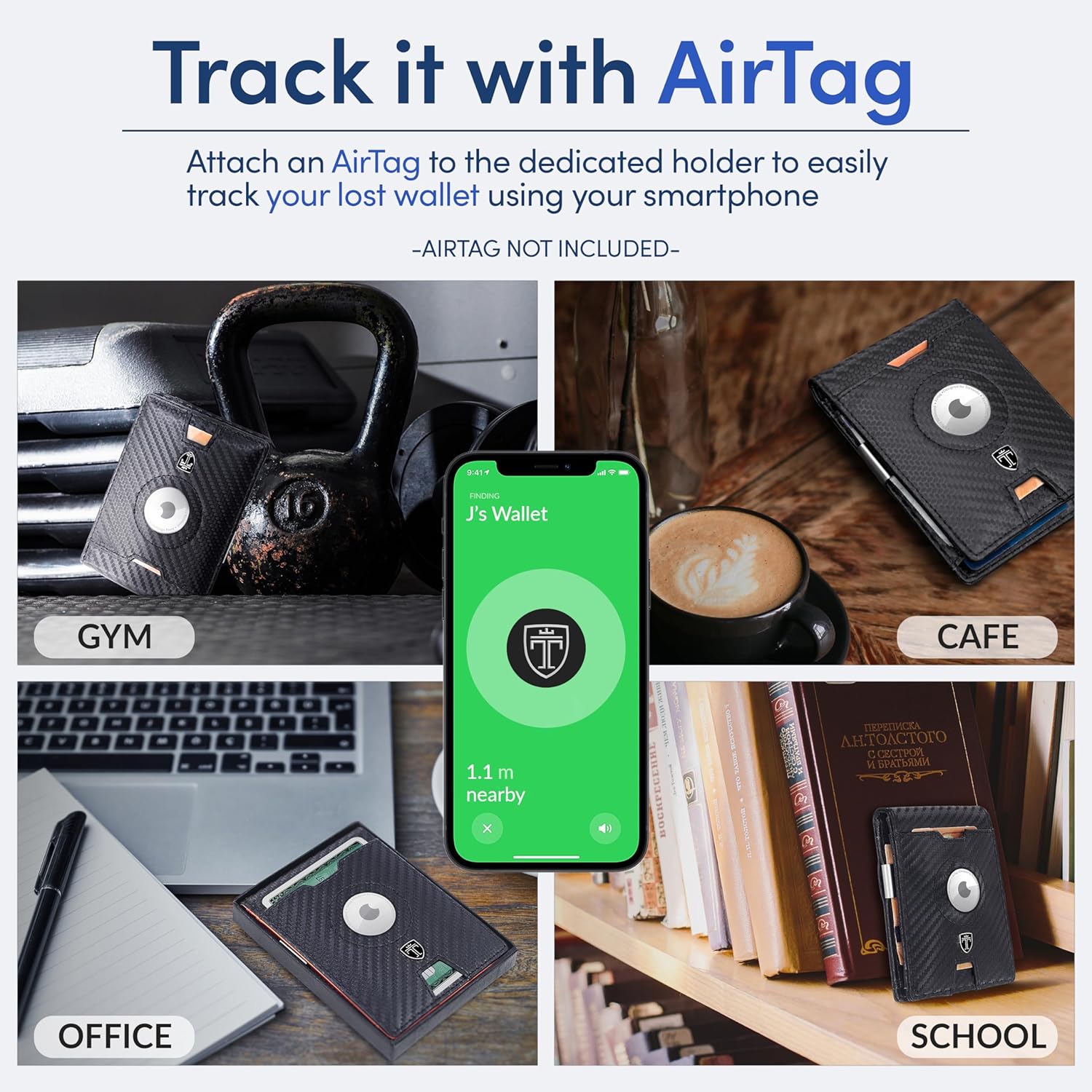 TRAHOO-AirTag* Wallet Mens Wallet with Money Clip Air Tag Wallet Card ...