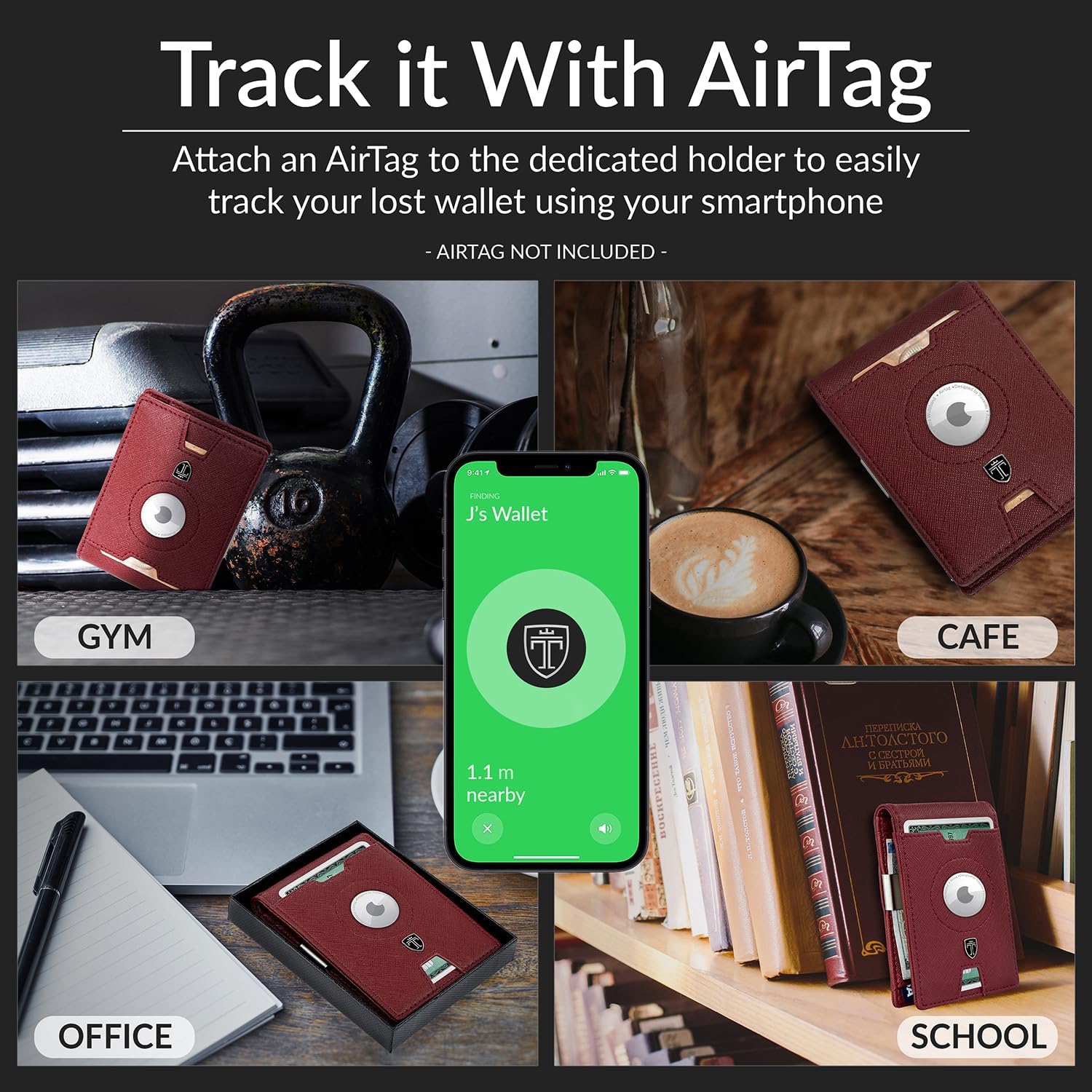 TRAHOO-AirTag* Wallet Mens Wallet with Money Clip Air Tag Wallet Card ...