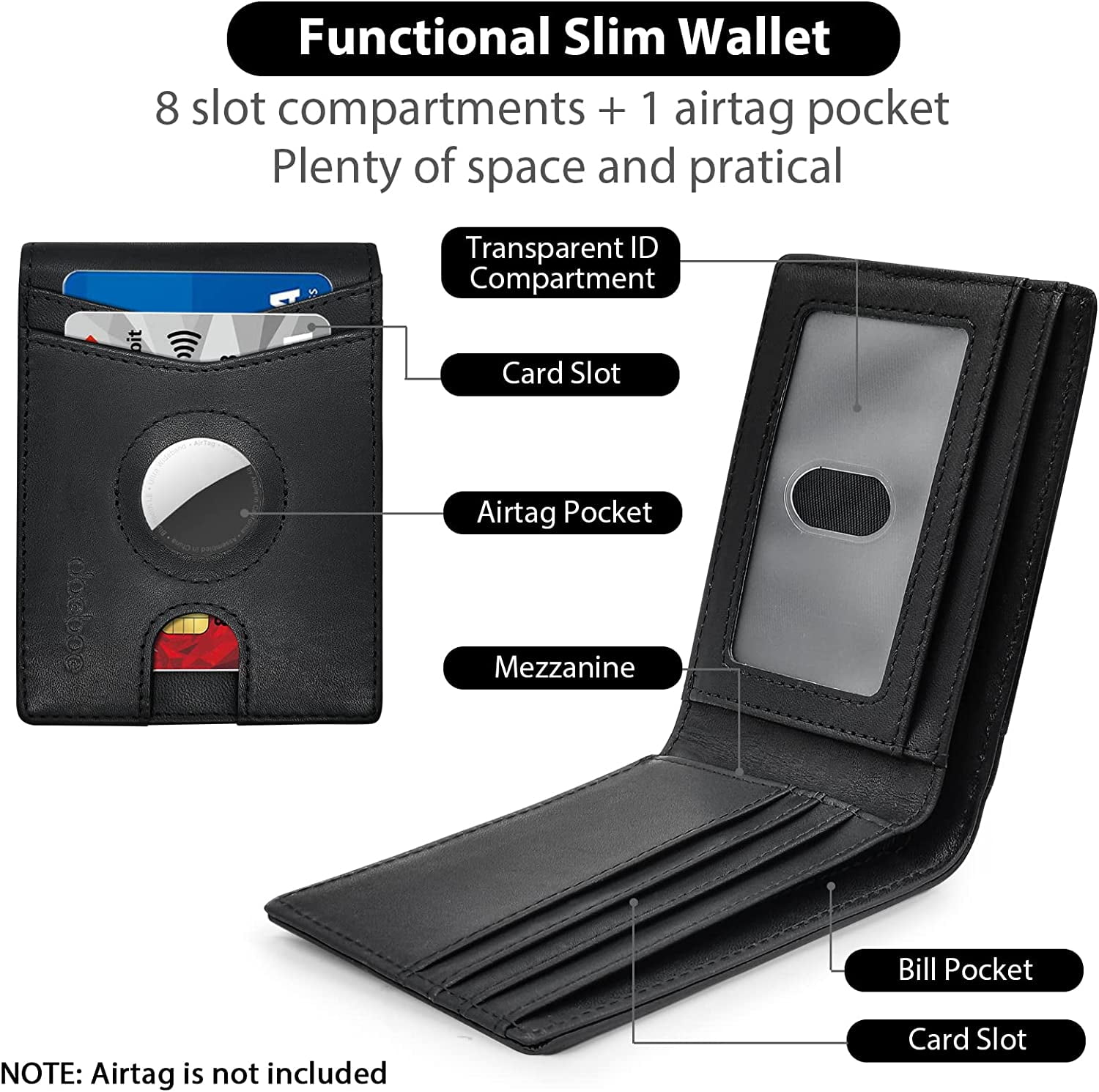 TRAHOO-Airtag Wallet Men, Wallet for Men with Airtag Holder, Genuine ...