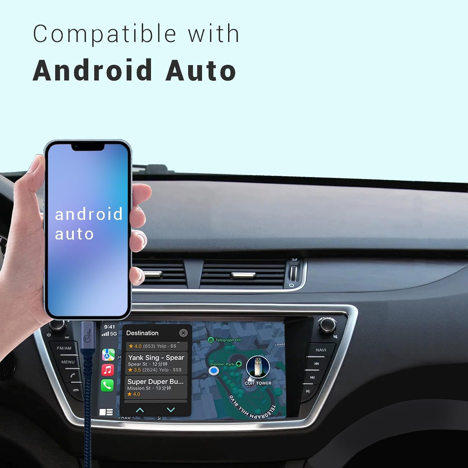 TRAHOO-Android Auto USB C Cable 10Gbps 1FT 2 Packs, USB C 3.1 Gen 2 ...