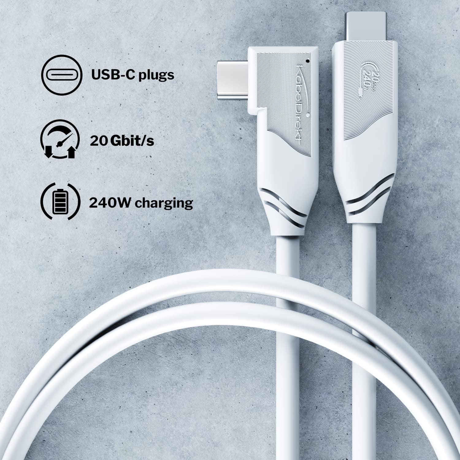 TRAHOO-– Angled USB-C Cable All-Purpose, USB 3.2 Gen 2x2 – 6ft ...
