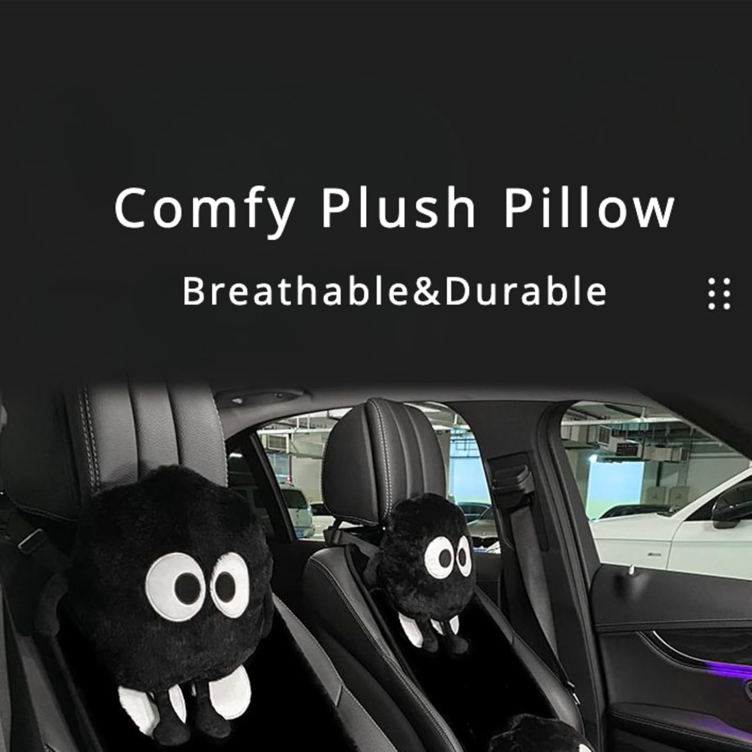 TRAHOO-Anime Big-Eyed Soot Sprite Car Neck Pillow 2 Packs Cute Cartoon ...