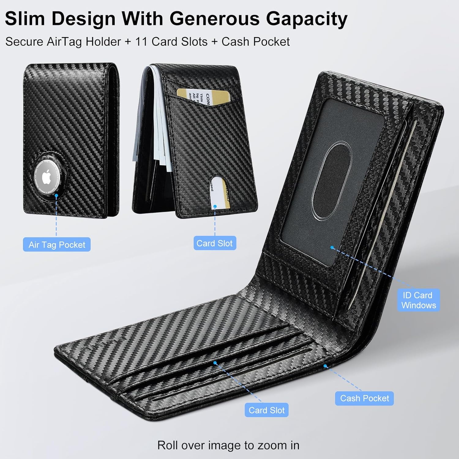 TRAHOO-Apple Airtag Wallet Men Slim: Air Tag Wallet with Airtag Holder ...