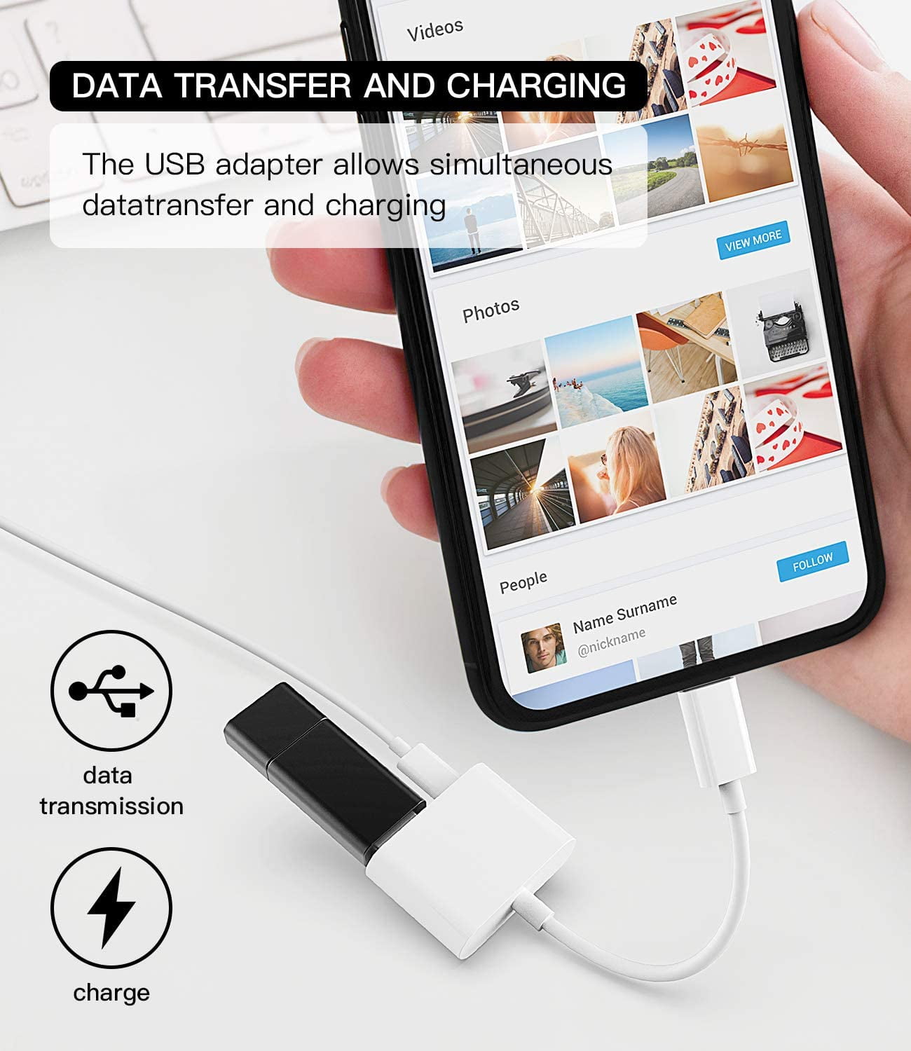 TRAHOO-Apple Certified Lightning Male to USB Female Adapter OTG and ...