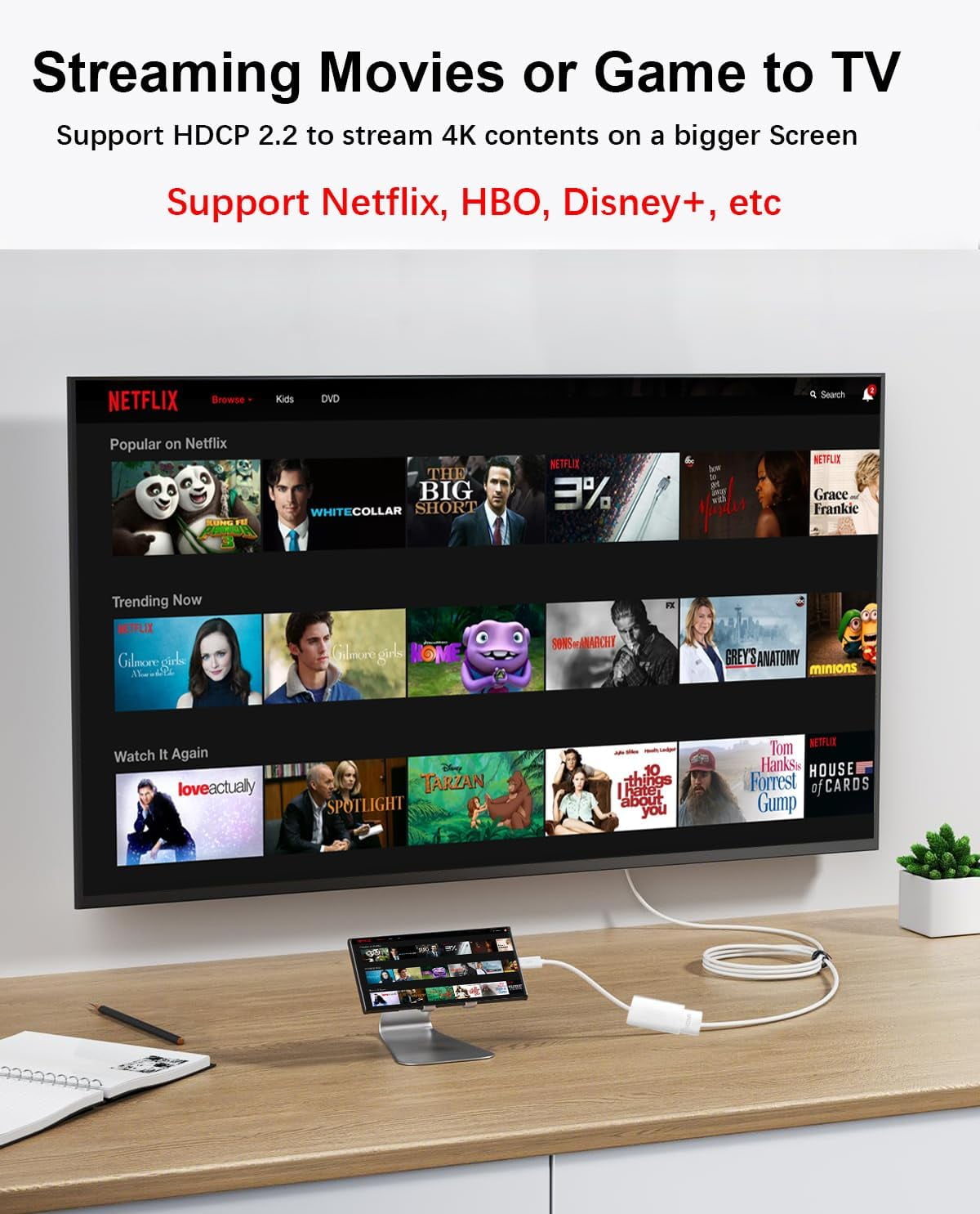 TRAHOO-Apple MFi Certified Digital AV HDMI Adapter, 4K USB-C HDMI Converter, Sync Screen Video ...