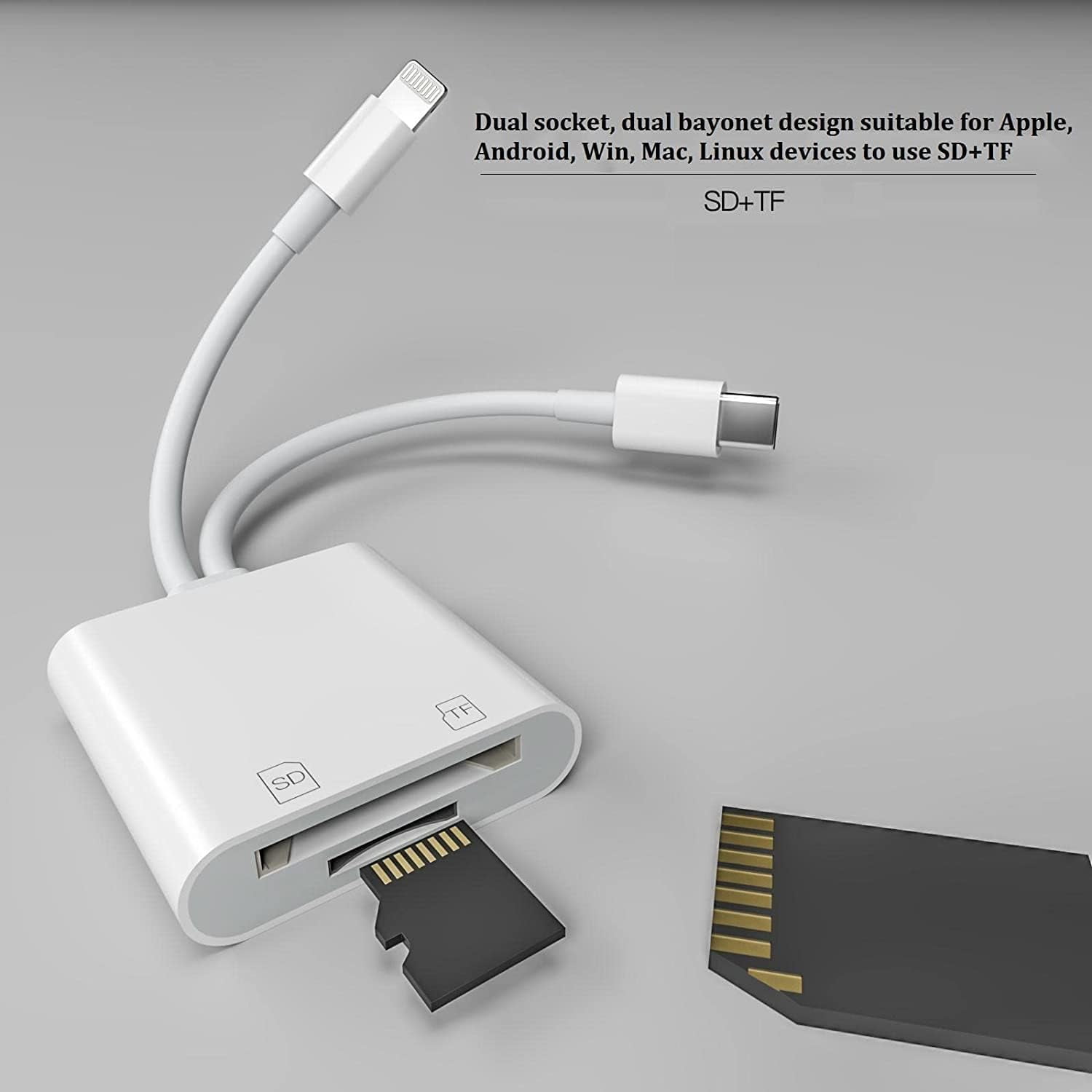 TRAHOO-[Apple MFi Certified] iPhone Card Reader, Lightning and USB-C SD ...