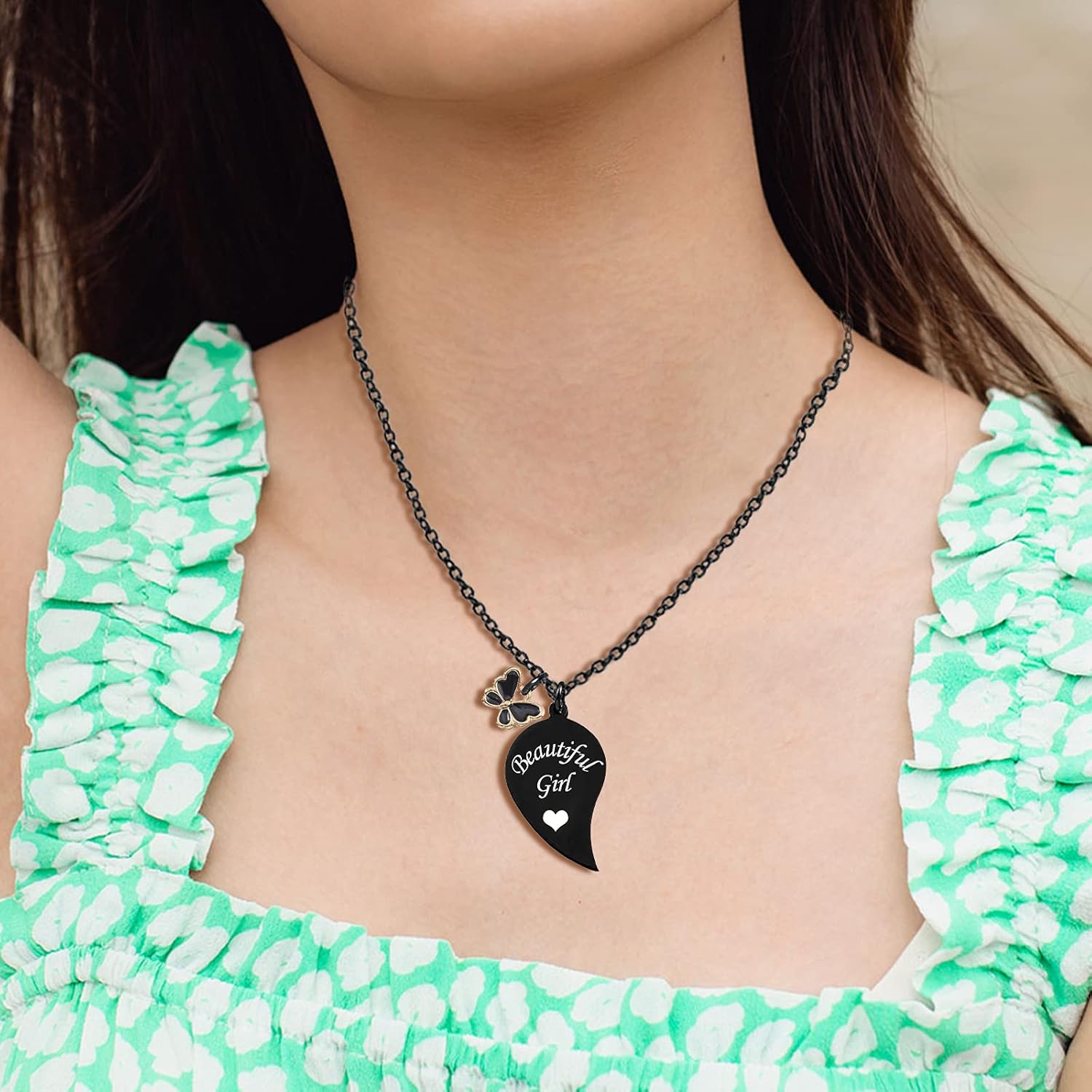 TRAHOO-BFF Necklace for 2-Split Valentine Heart Necklace You Can Do Hard Things Pendant Best ...