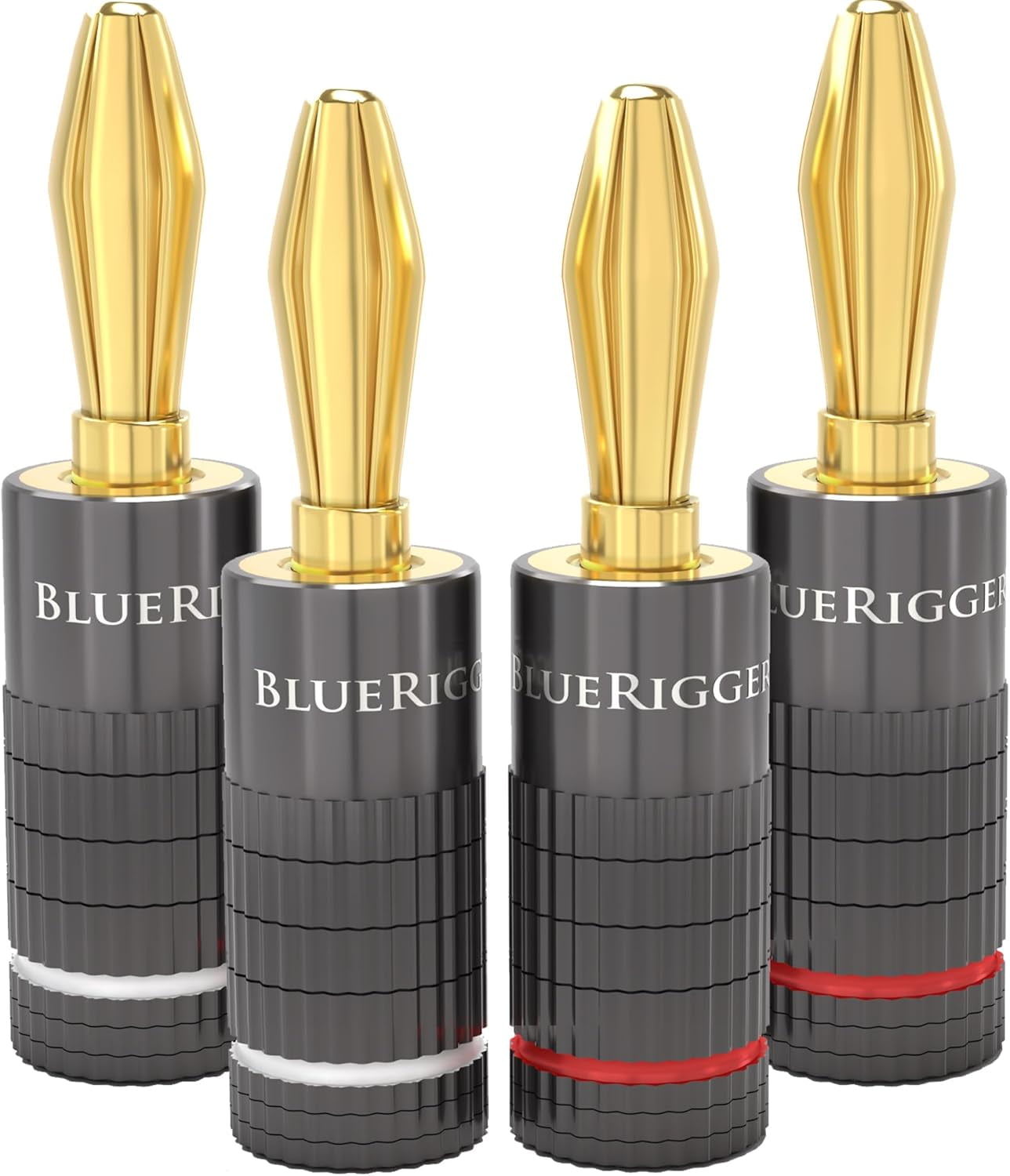 TRAHOO-Banana Plugs 2 Pairs / 4 pcs (Closed Dual Screw) - 4 Pack Gold ...