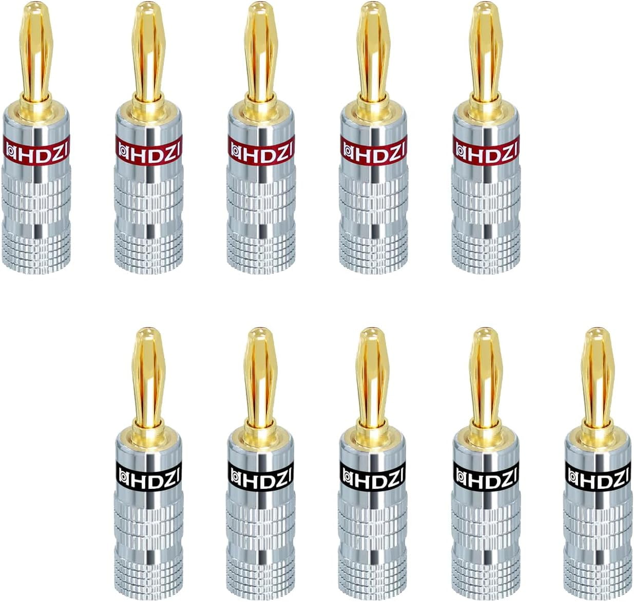 TRAHOO-Banana Plugs 5 Pairs, 24K Gold Plated Speaker Plugs with Dual ...