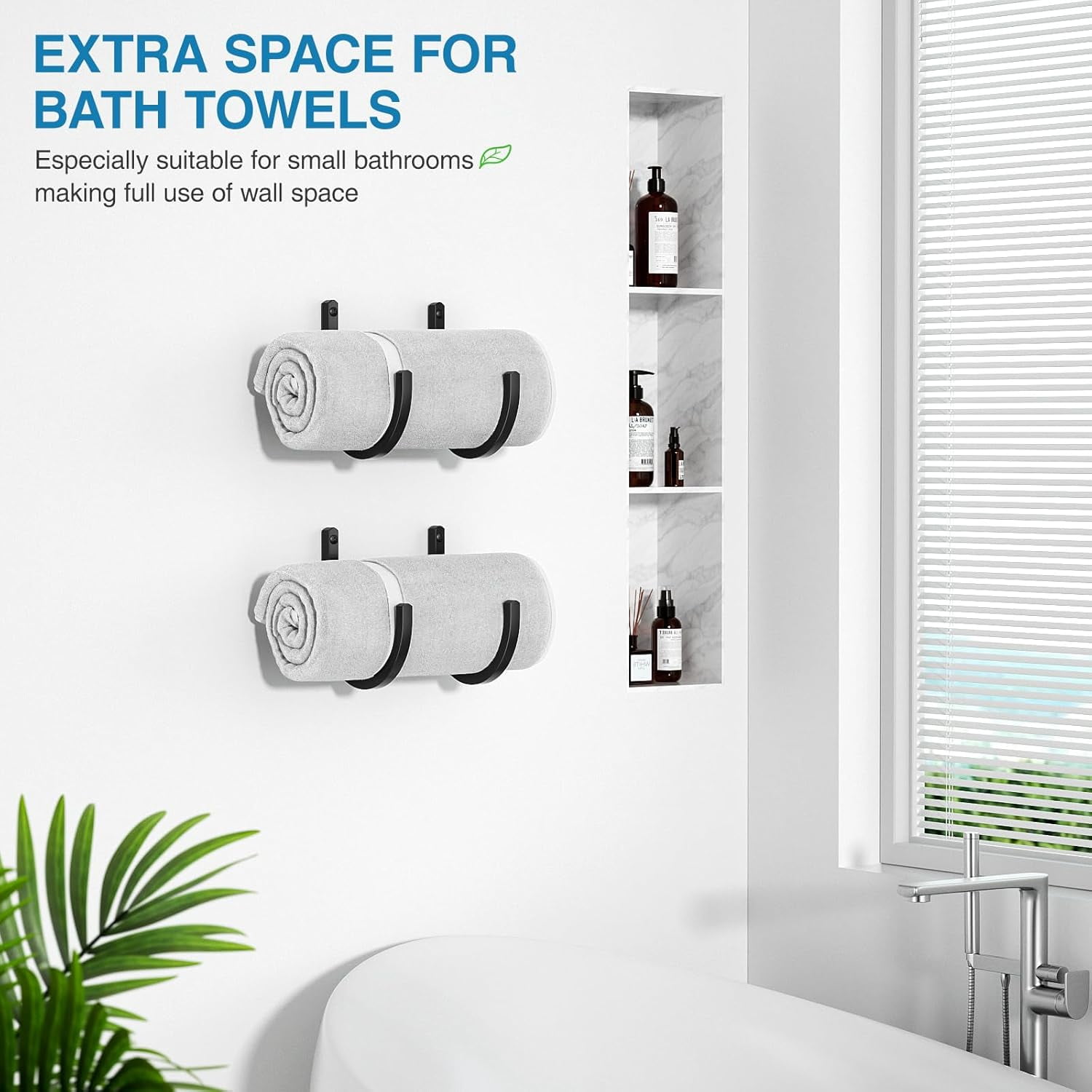 TRAHOO-Bathroom Towel Rack Wall Mounted: Bath Towel Storage for Small ...