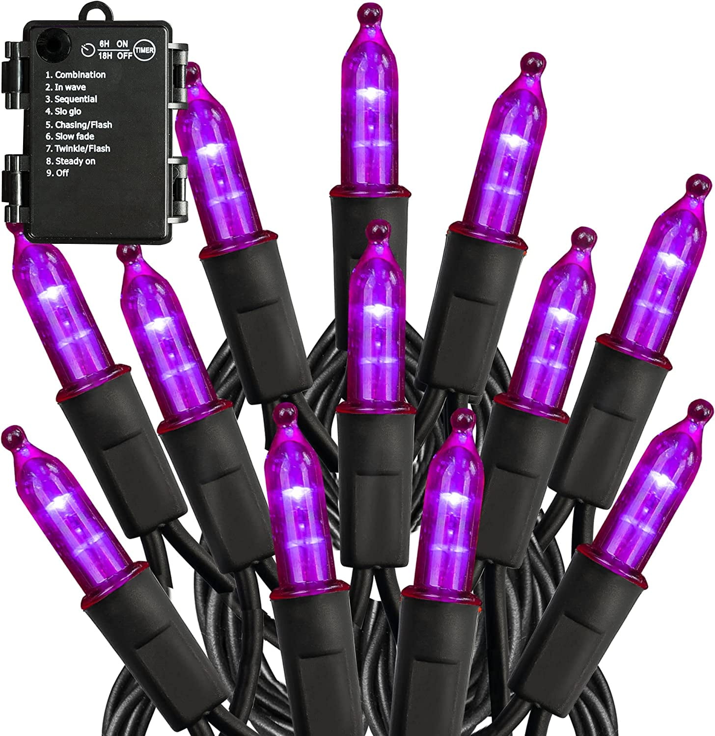 TRAHOO-Battery Operated Halloween Lights, 50 LED 16FT Purple Halloween ...