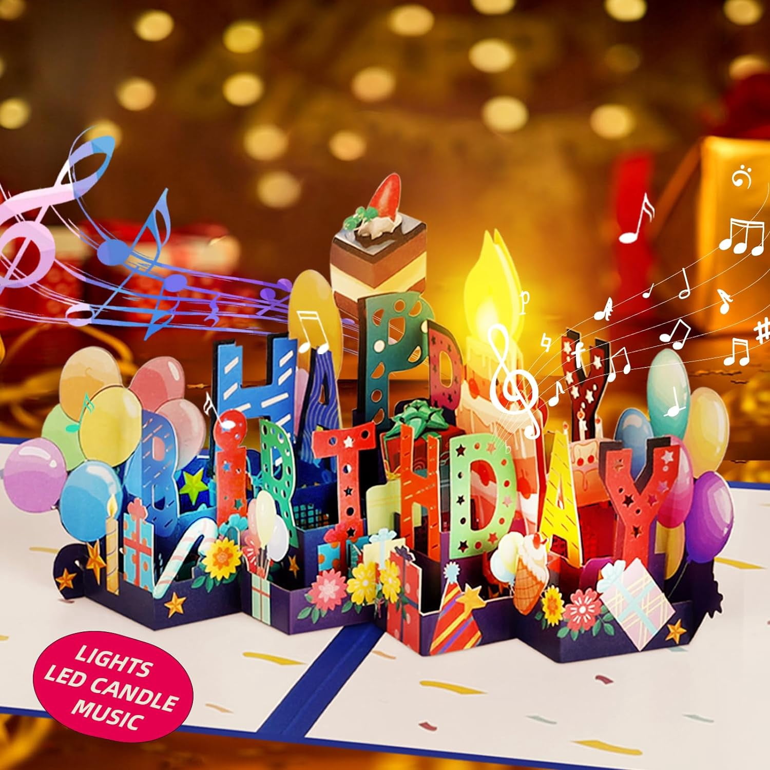 TRAHOO-Birthday Card, 3D Lights and Music Pop Up Birthday Card, with ...
