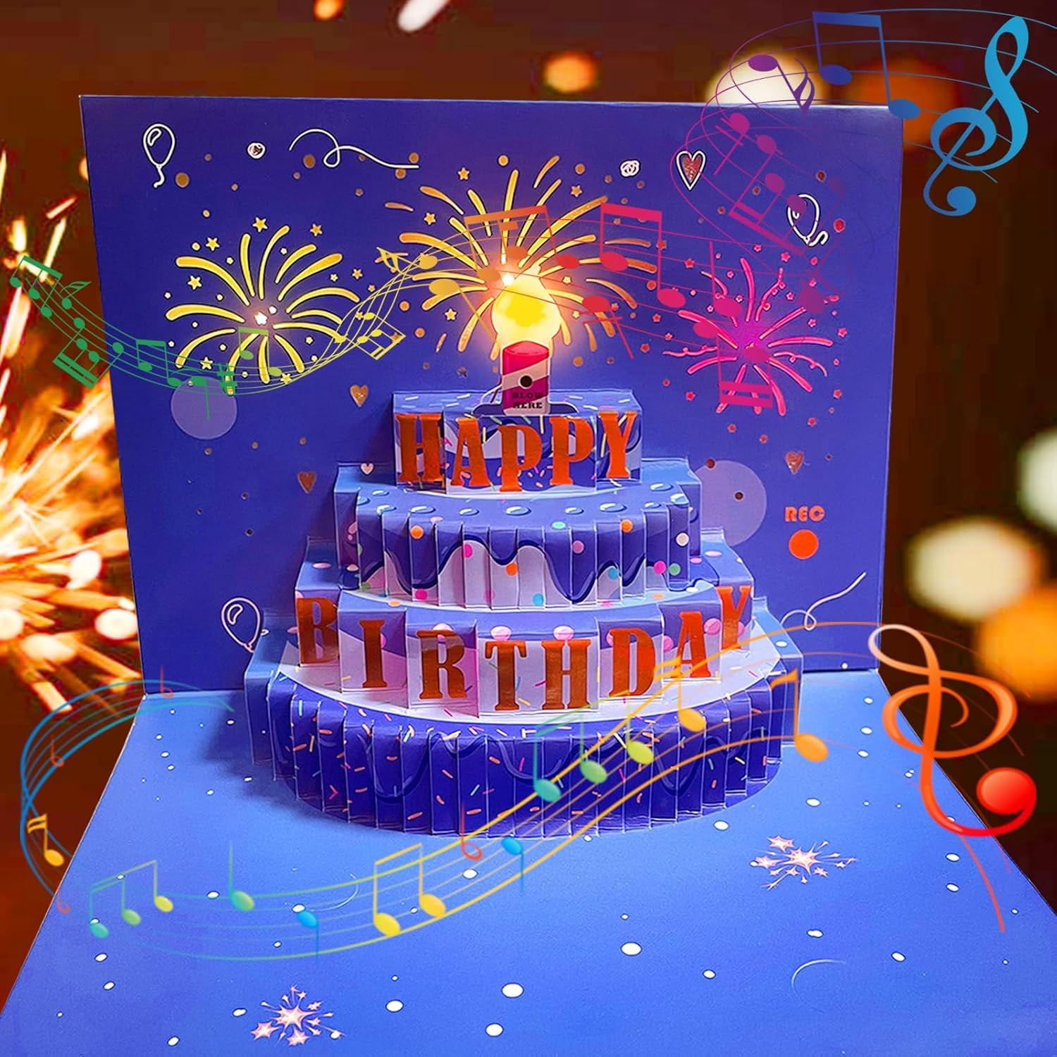 TRAHOO-Birthday Card, 3D Pop Up Cards with Musical/Lights/Recording ...