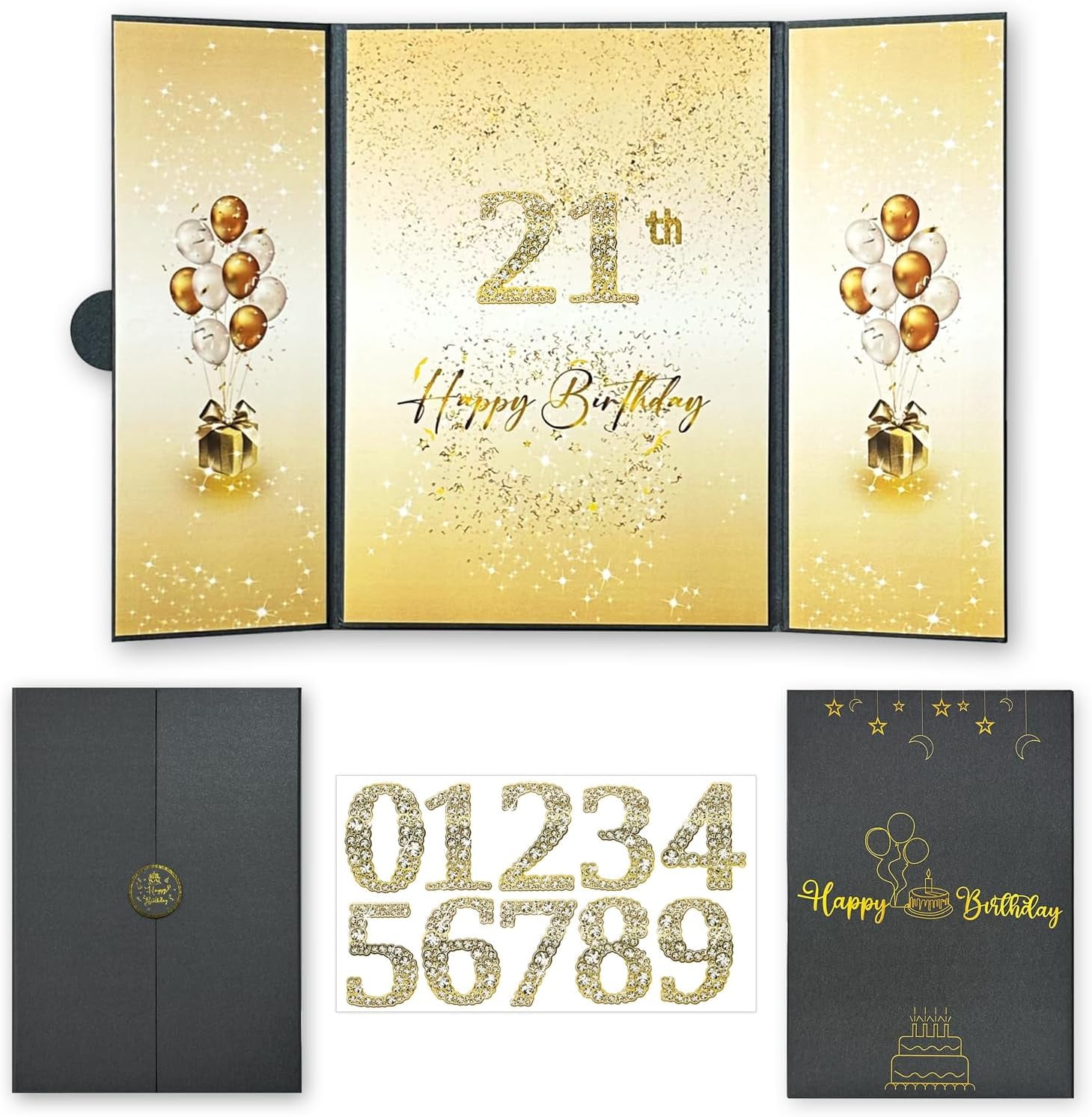 TRAHOO-Birthday Guest Book Birthday Black and Gold Party Decorations ...
