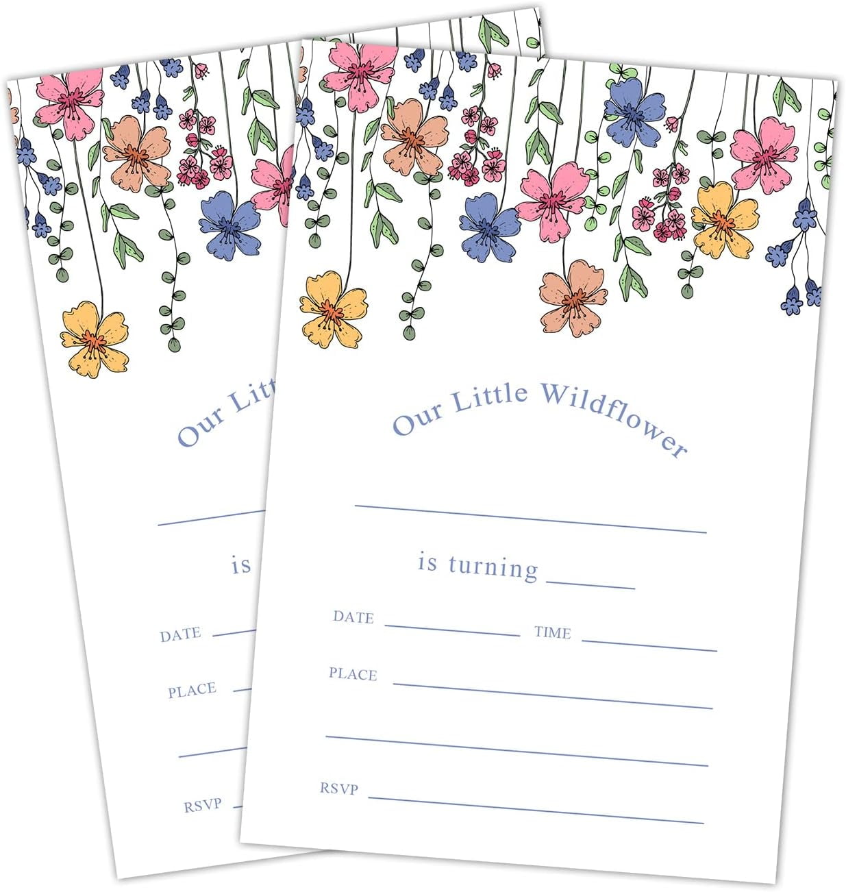 TRAHOO-Birthday Invitation Cards, Wildflower Floral Party Invites, Kids ...
