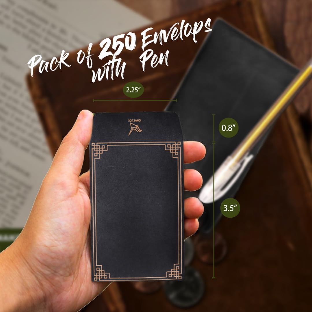 TRAHOO-Black Color 250 Small Coin Envelopes with Golden Glitter Pen 2 1 ...