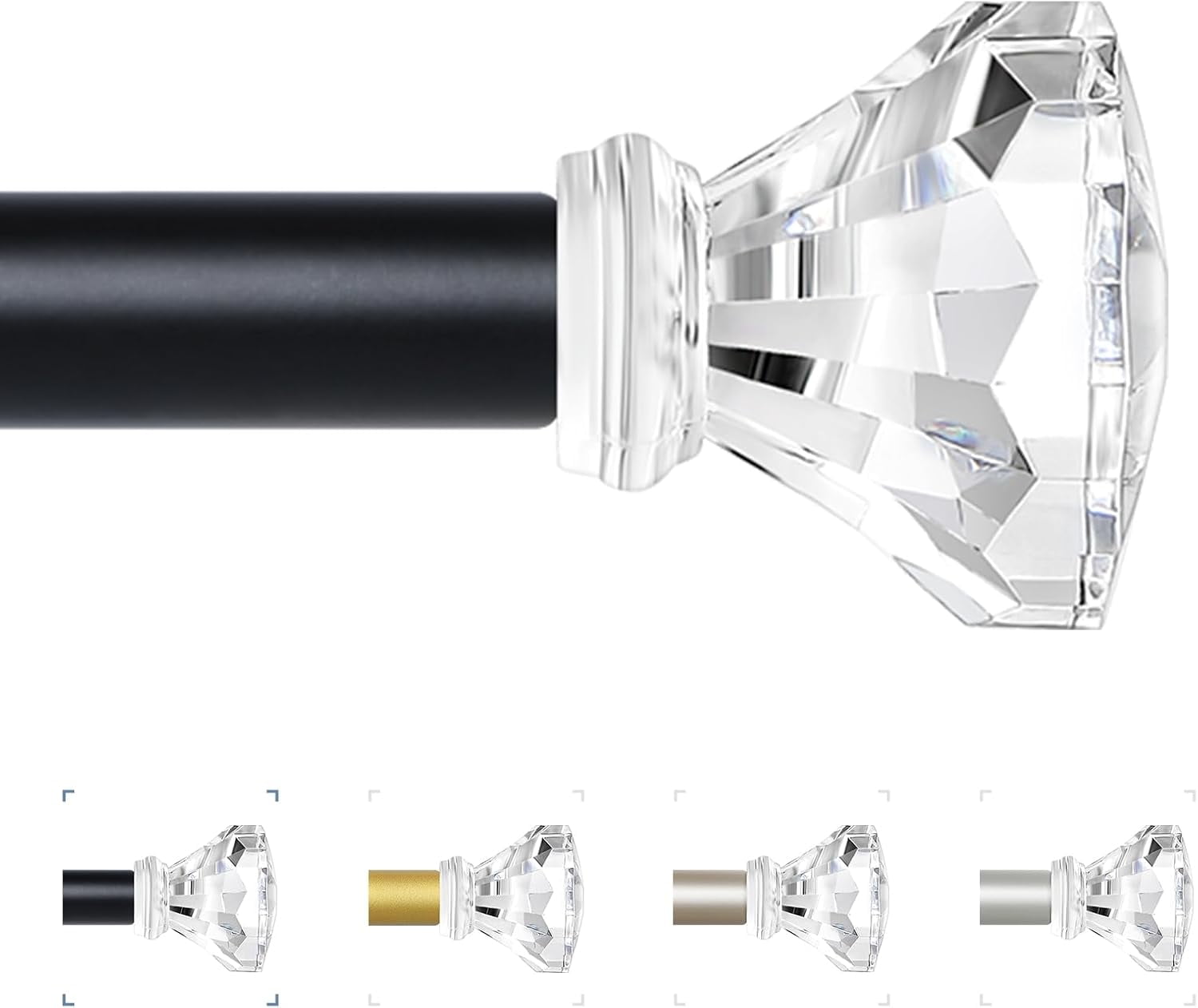 TRAHOO-Black Curtain Rods 48 to 84 Inch,3/4 Inch Adjustable Curtain Rod ...