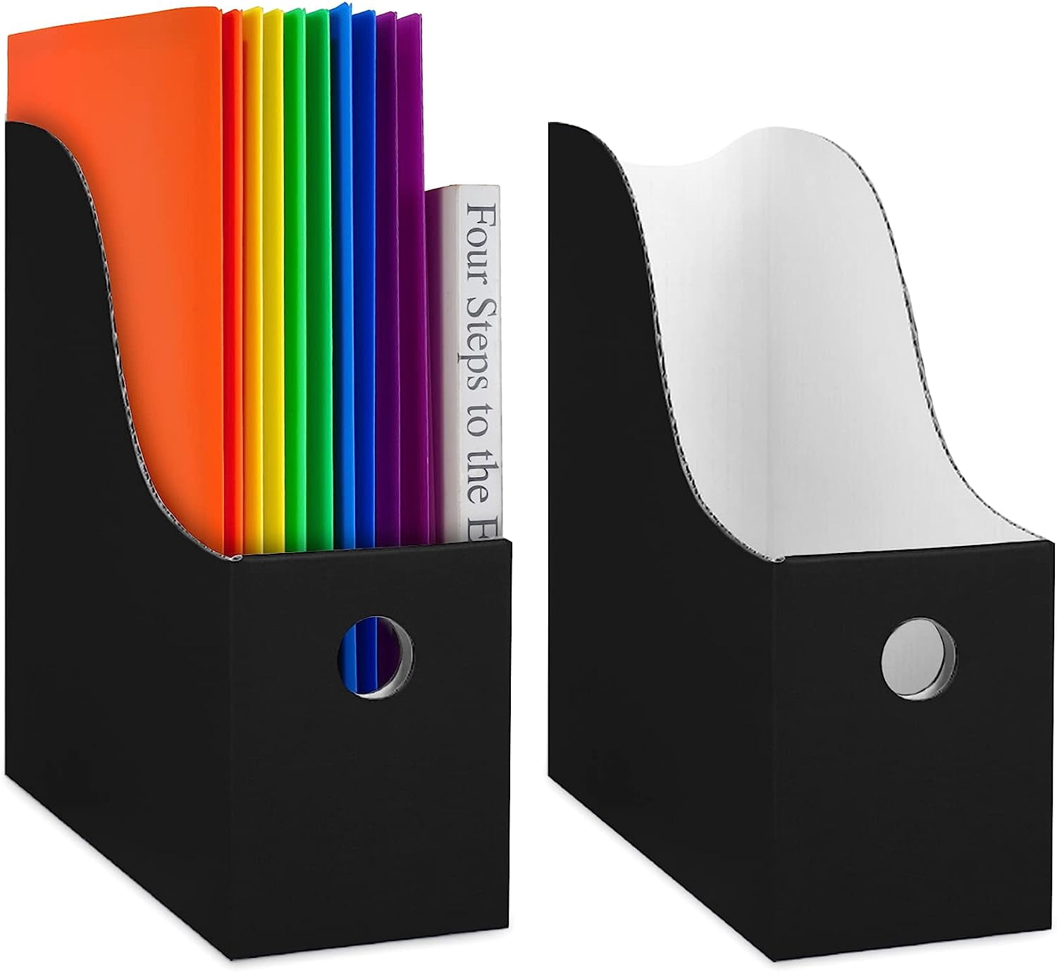 TRAHOO-Black Magazine File Holder (2 Pack) - Sturdy Cardboard Magazine ...