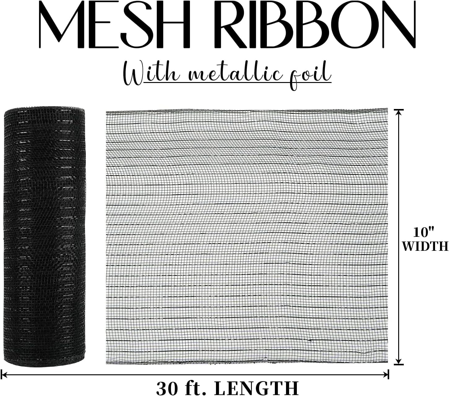 TRAHOO-Black Mesh Fabric Mesh Roll Black Deco Mesh 10 Inch Black Mesh ...