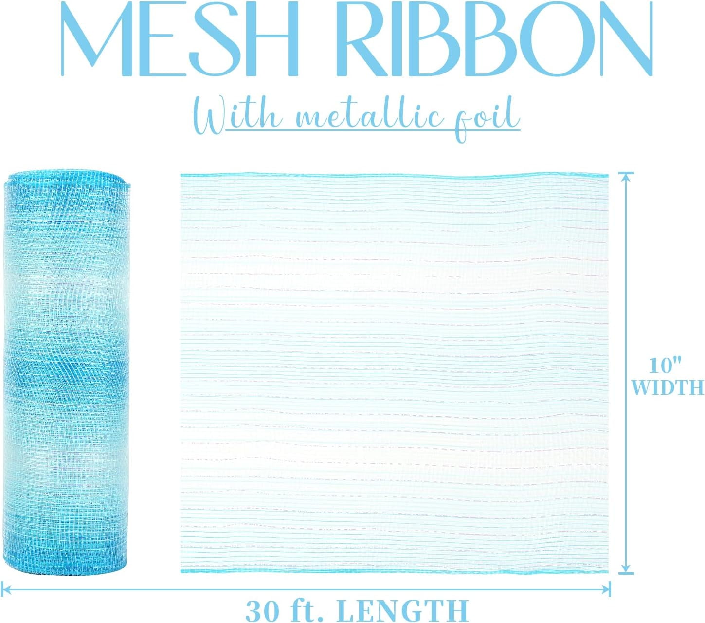 TRAHOO-Blue Deco Mesh 10 Inch Blue and White Iridescent Ombré Mesh ...