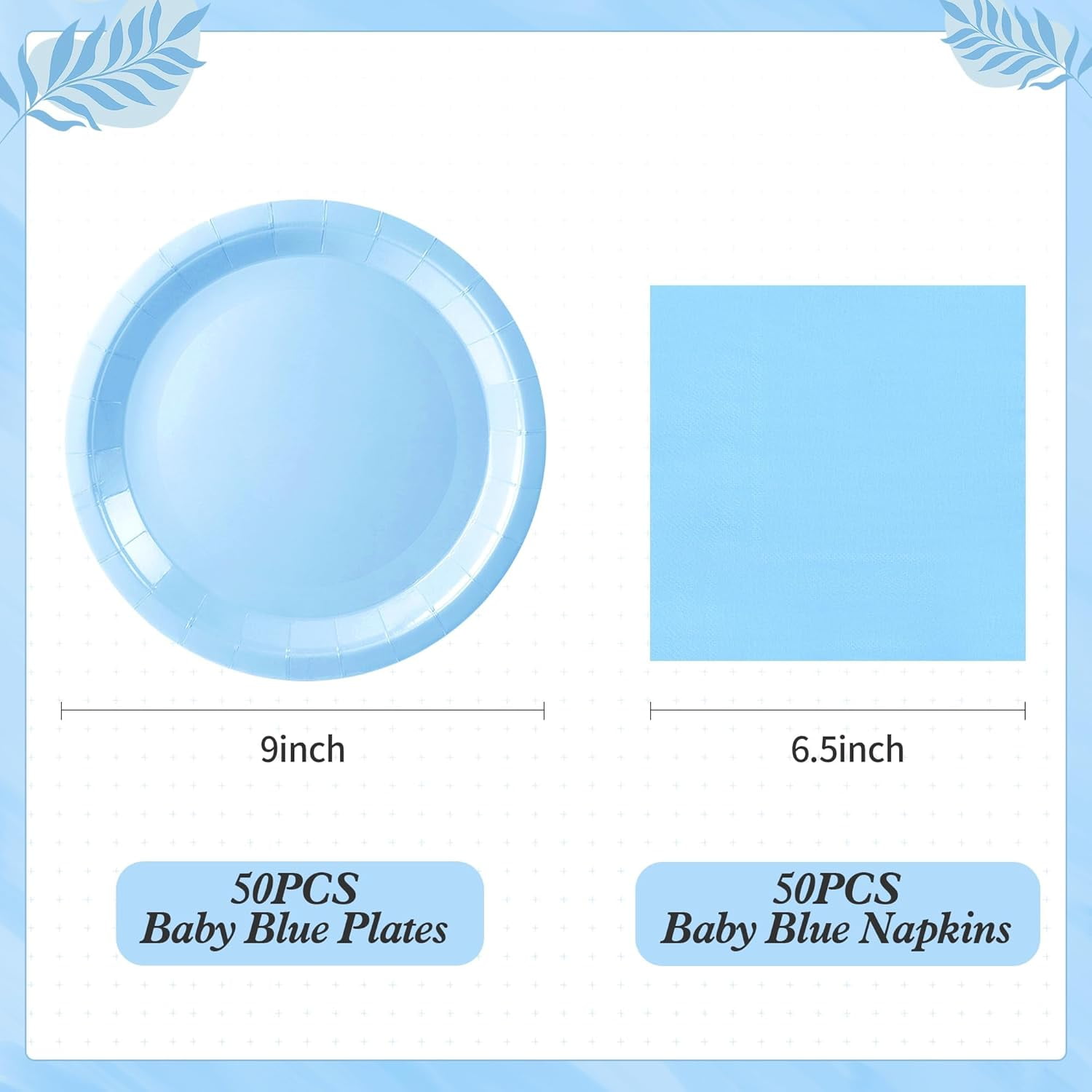 TRAHOO-Blue Paper Plates Light Blue Plates Baby Blue Plates and Napkins ...