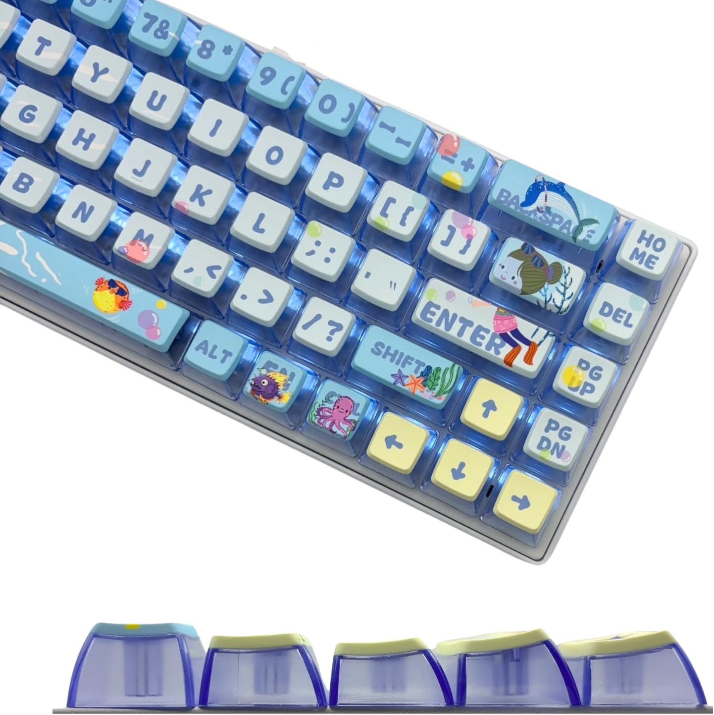TRAHOO-Blue Pudding Keycaps, Dye Sub PBT Keycaps,Custom Keycaps for ...