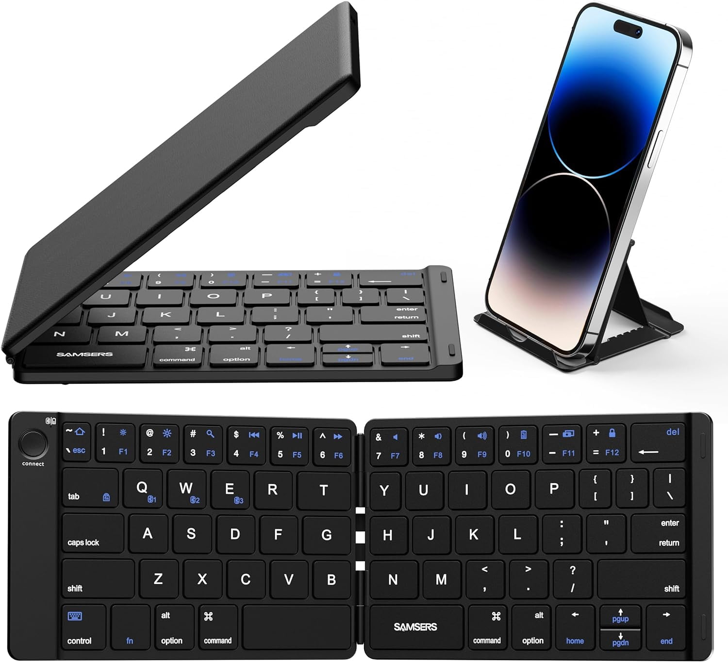Trahoo Bluetooth Foldable Keyboard Wireless Portable Folding Keyboard