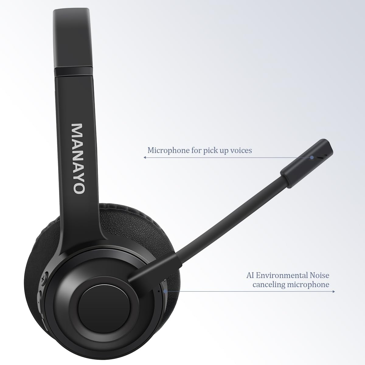 TRAHOO-Bluetooth Headset, ENC Wireless Headsets with Microphone for ...