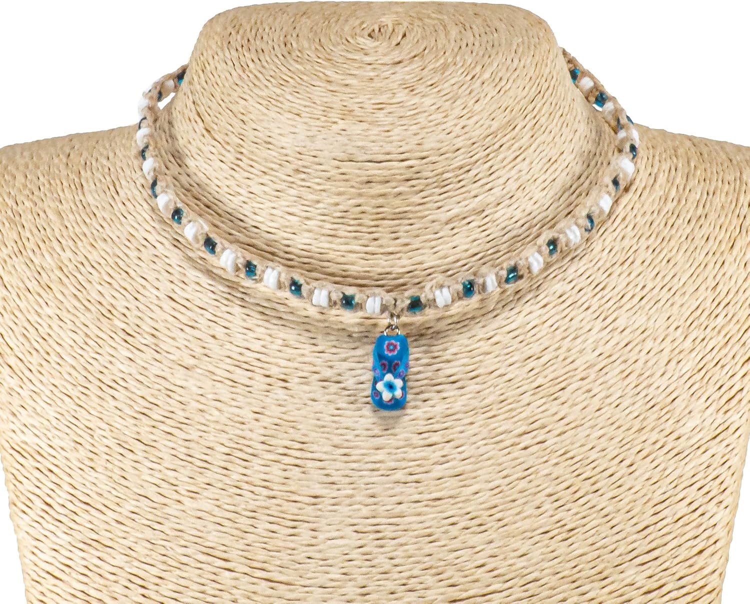TRAHOO-Braided Hemp Cord Choker Necklace with Puka Shells and Flip Flop ...