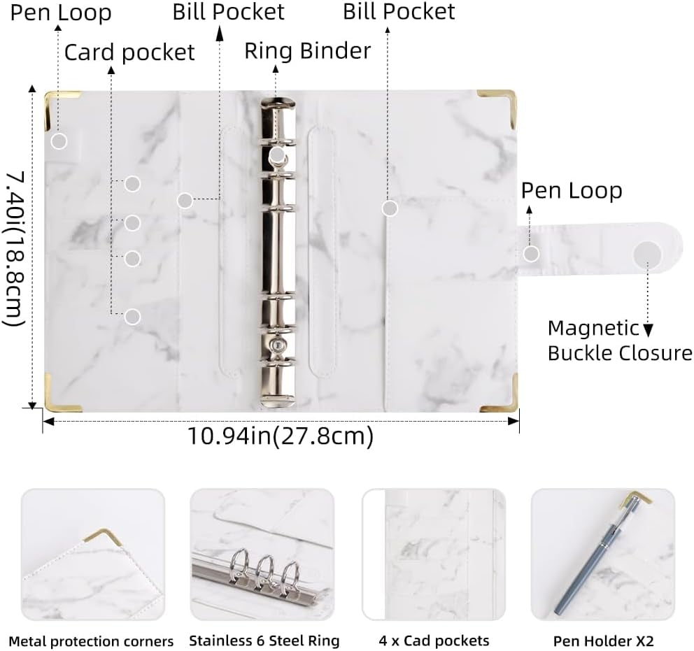 TRAHOO-Budget Binder with Zipper Cash Envelopes & Expense Sheets for ...