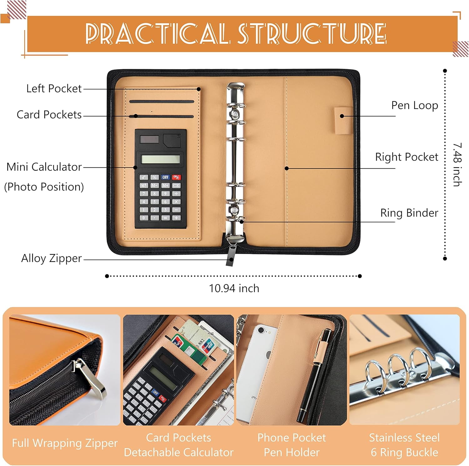 TRAHOO-Budget Binder with Zipper Envelopes, Cash Envelopes for ...