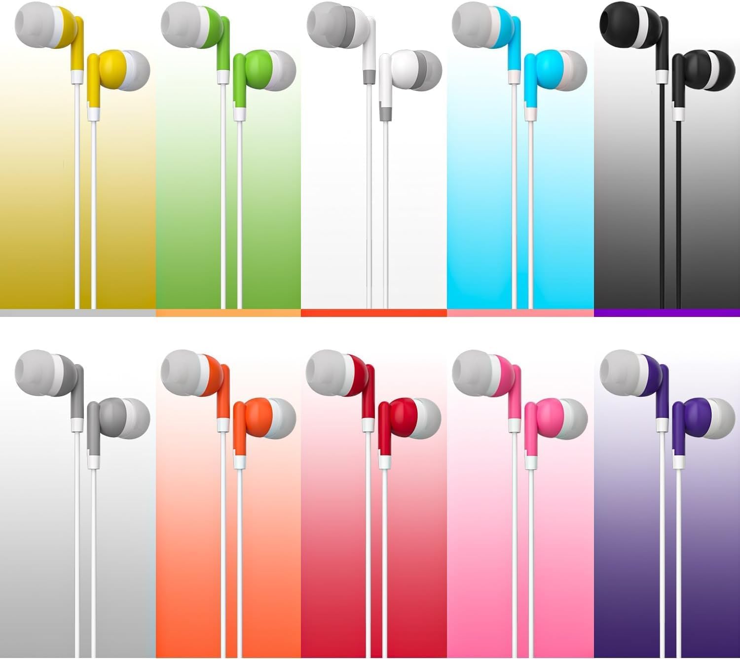 TRAHOO-Bulk Earbuds 10 Pack Stereo Headphones Ideal for K-12-College ...