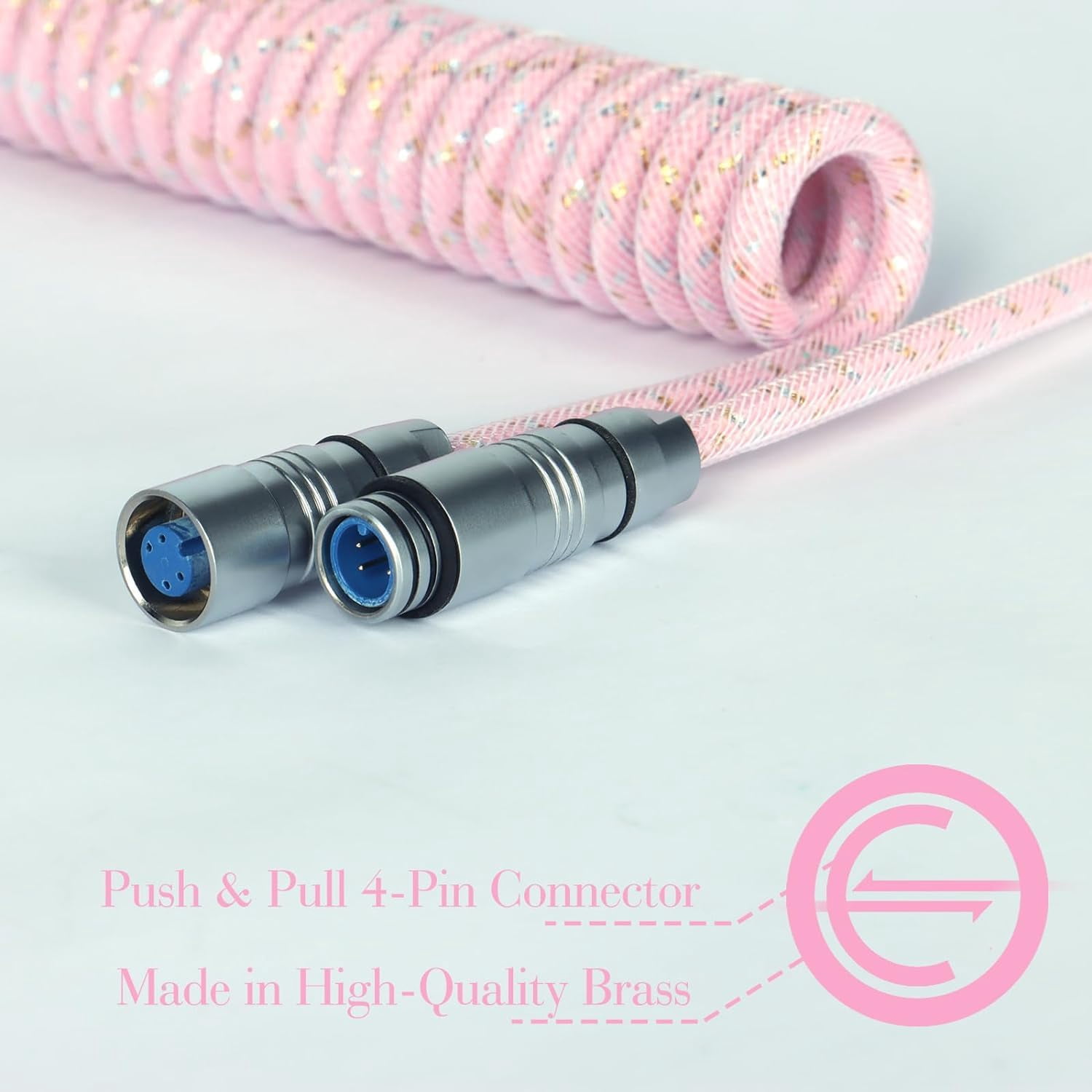 TRAHOO-C05 Custom Coiled USB C Cable with Metallic Sequin Double Weave ...
