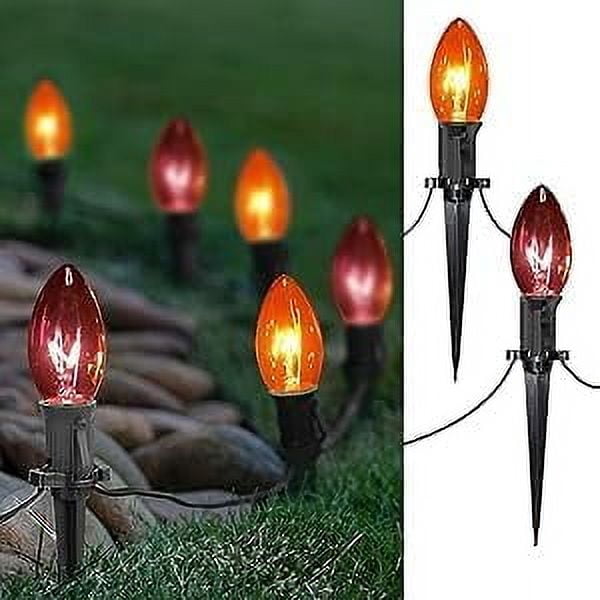 TRAHOO-C9 Outdoor Halloween Pathway Light, 19.5Ft C9 Orange Black ...