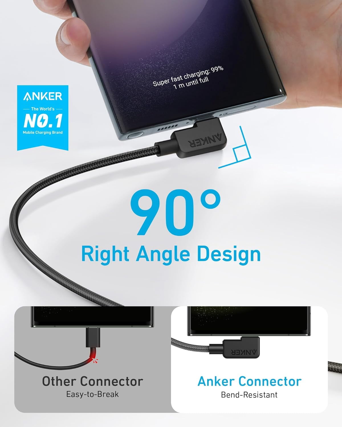 TRAHOO-Cable (2 Pack 6ft), Right Angle USB A to USB C Braided Cable & 310 USB C to USB C Cable ...