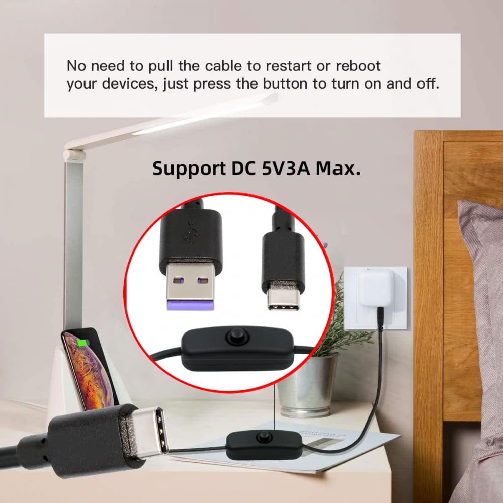 TRAHOO-Cable Type-C USB2.0 to Type-A Cable with On Off Power Switch ...